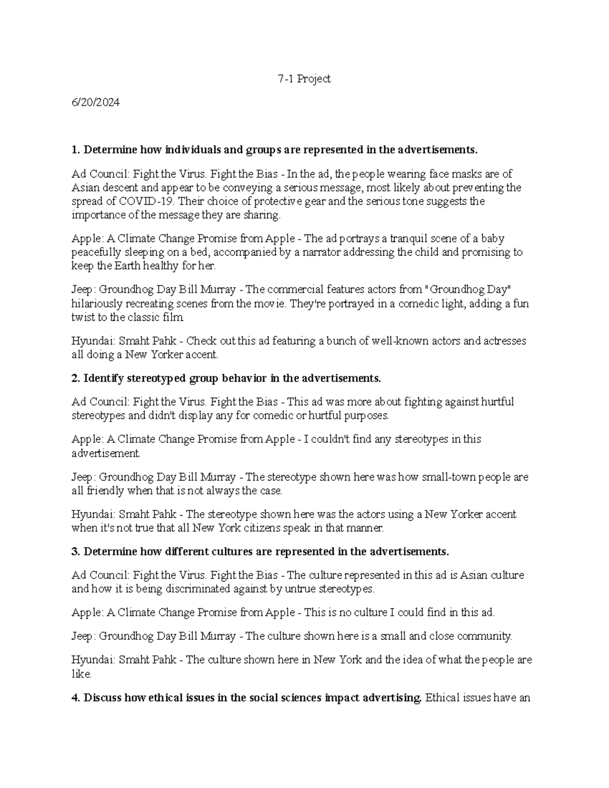 7-1 Project - 7-1 Project 6/20/ Determine how individuals and groups ...