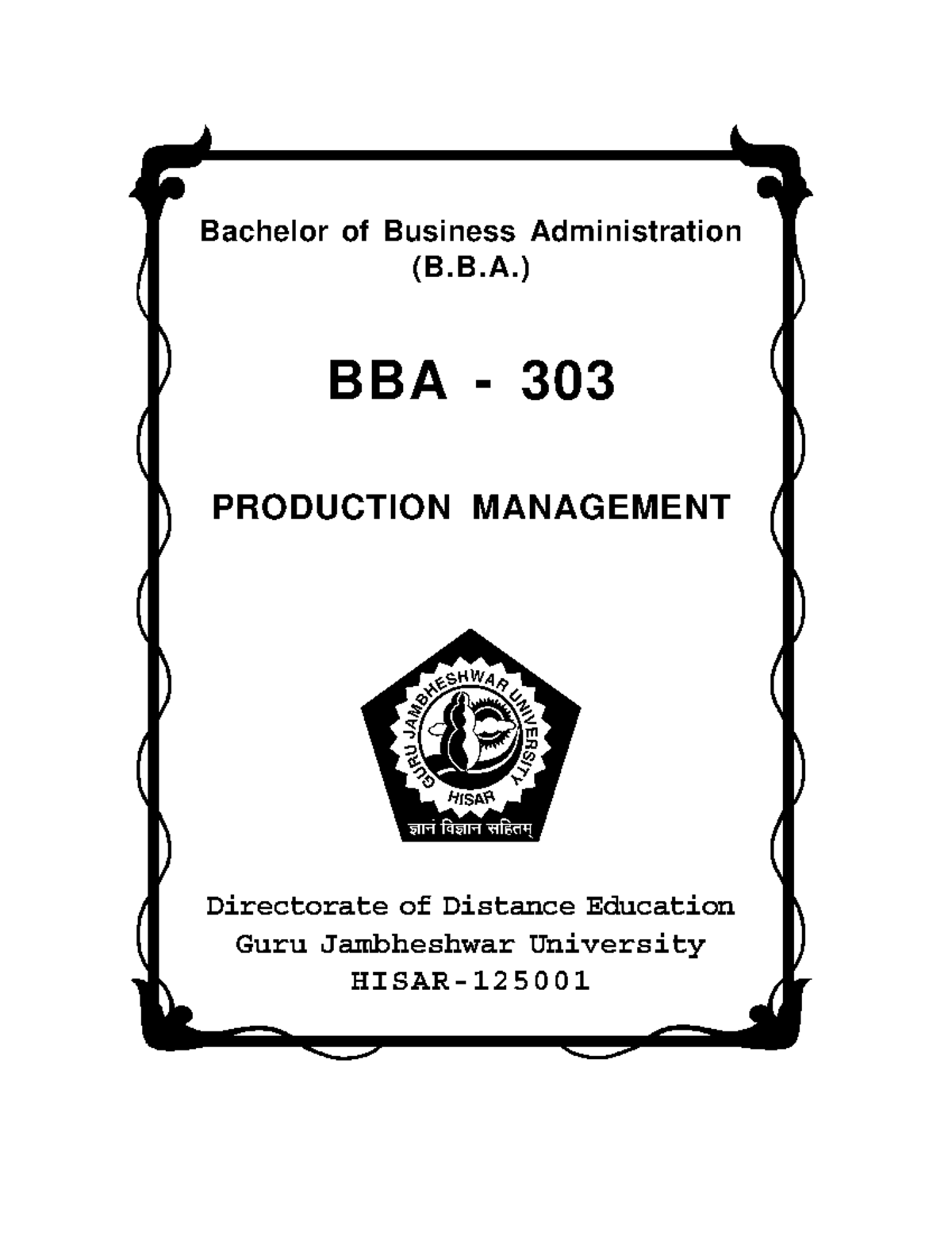 Production management book - Bachelor of Business Administration (B.B ...