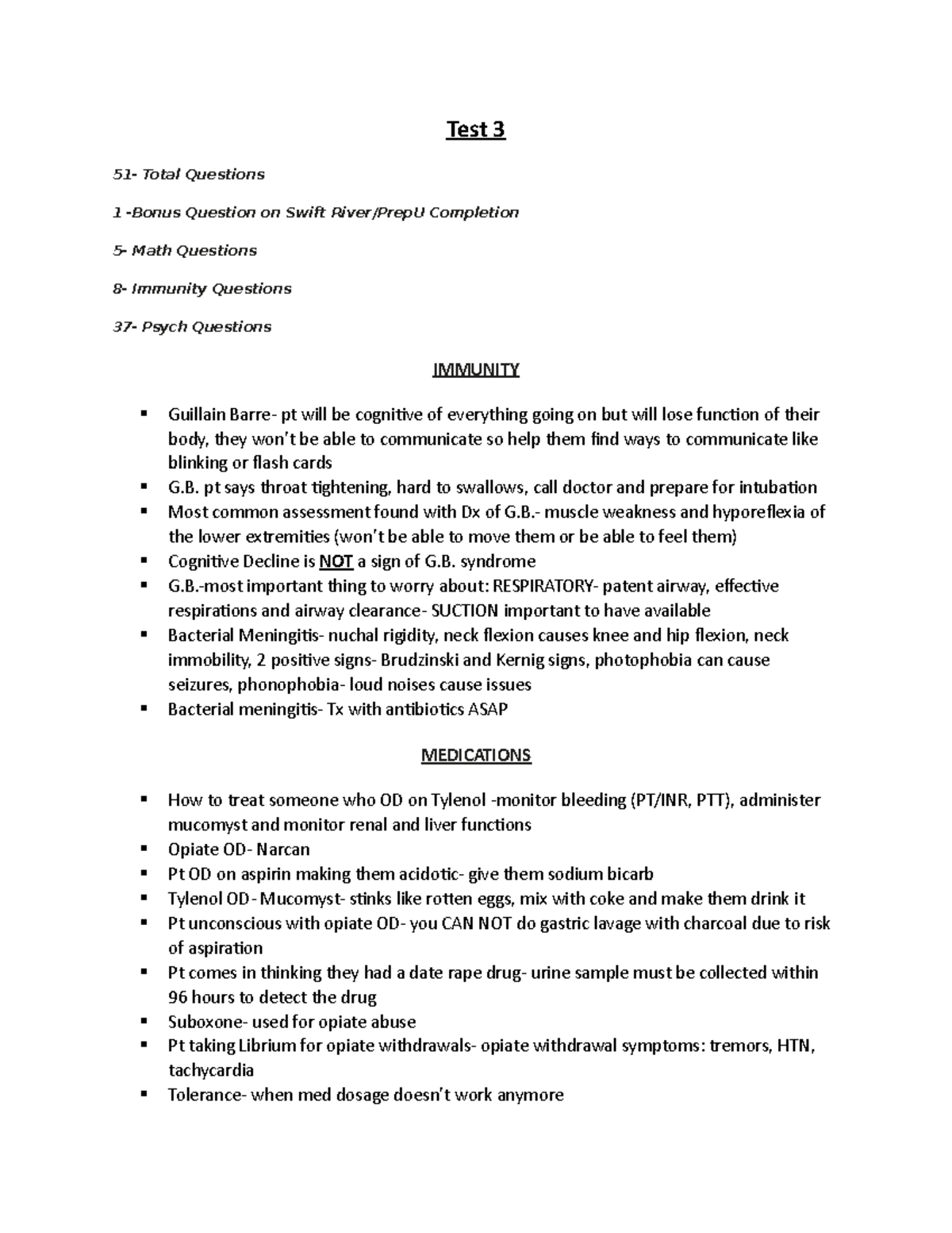 Test 3 Review - adf - Test 3 51- Total Questions 1 -Bonus Question on ...