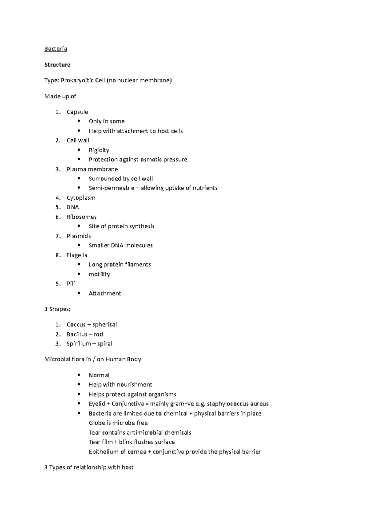 Bacteria Notes - kmmmmm - Bacteria Structure Type: Prokaryoitic Cell ...