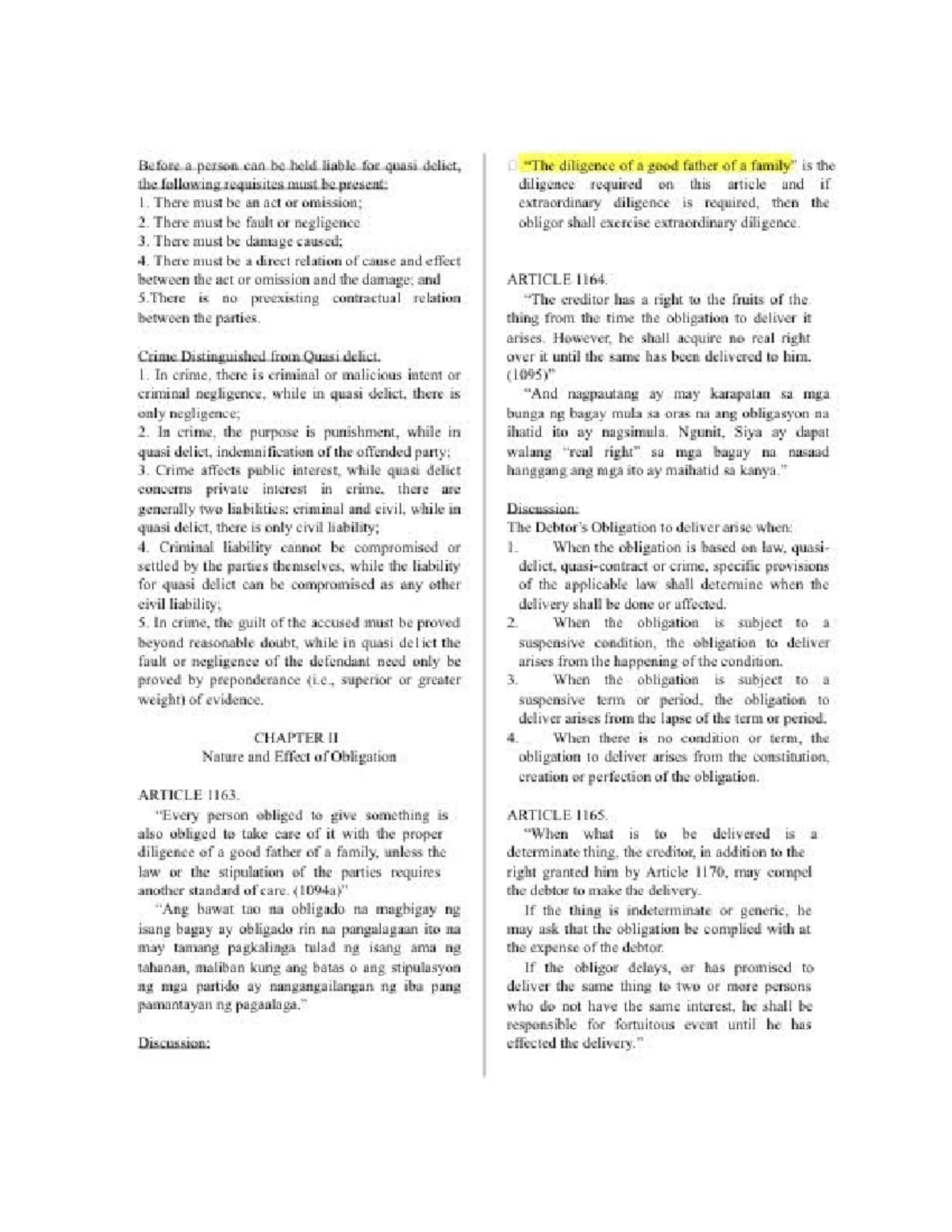 Article 1158 - Important concepts to remember - Obligations and ...