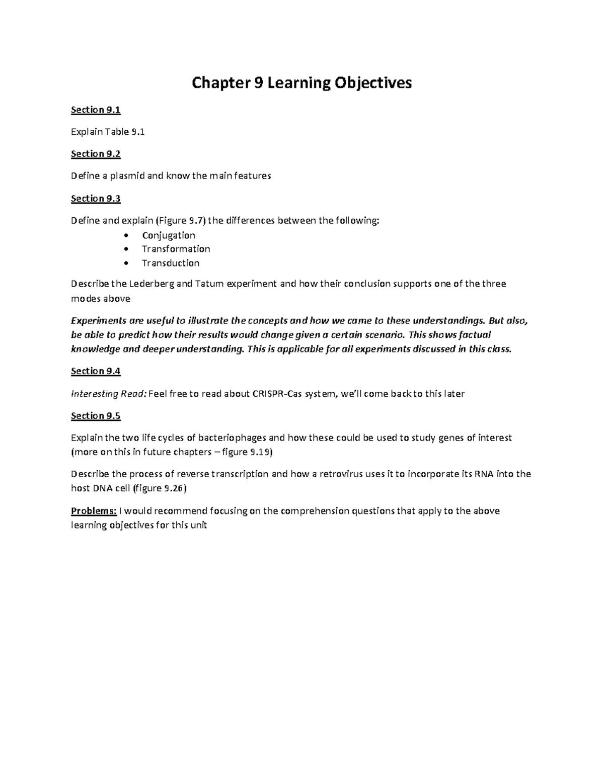 Chapter 9 Learning Objectives update - Chapter 9 Learning Objectives Section 9. Explain Table 9 ...