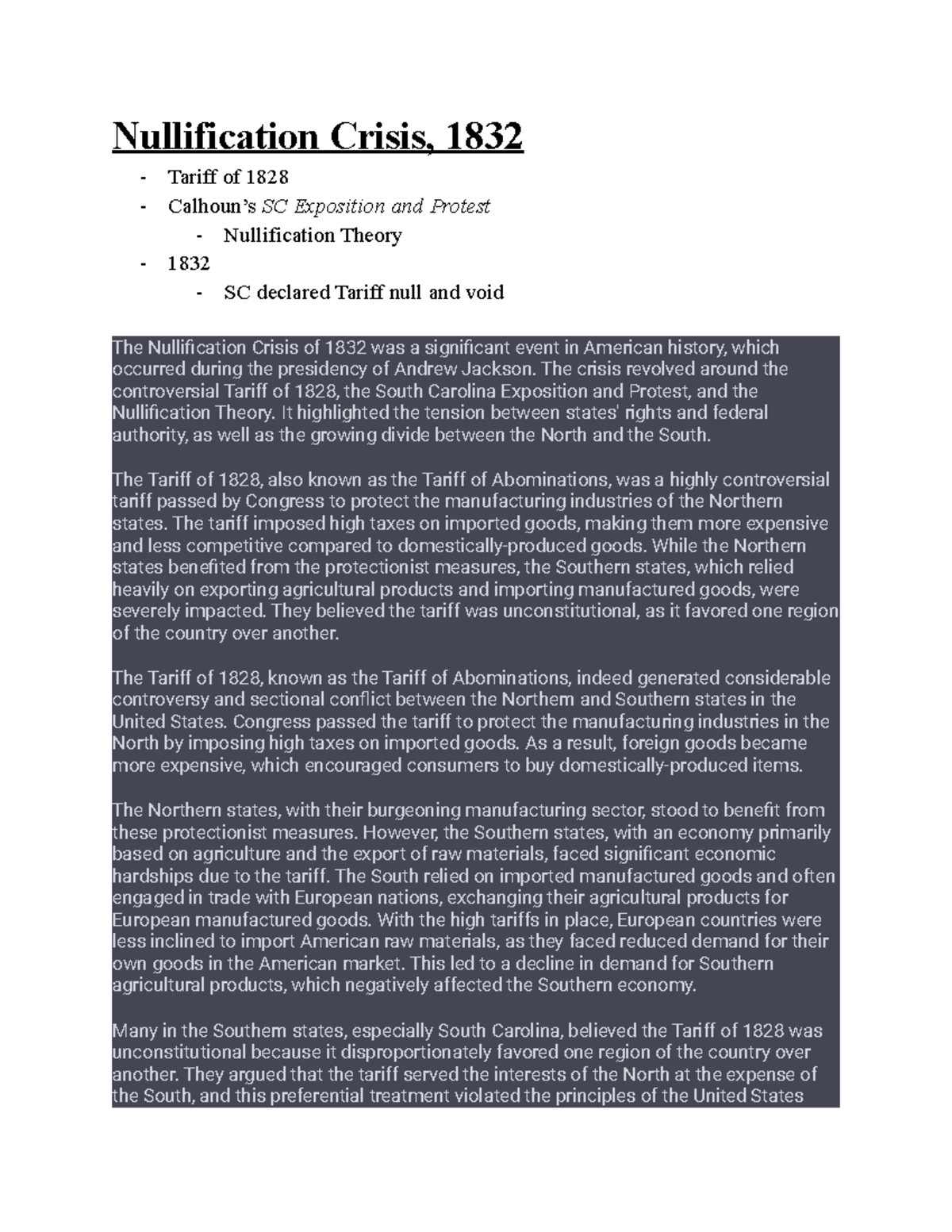 Nullification Crisis, 1832 and how it influenced the world ...