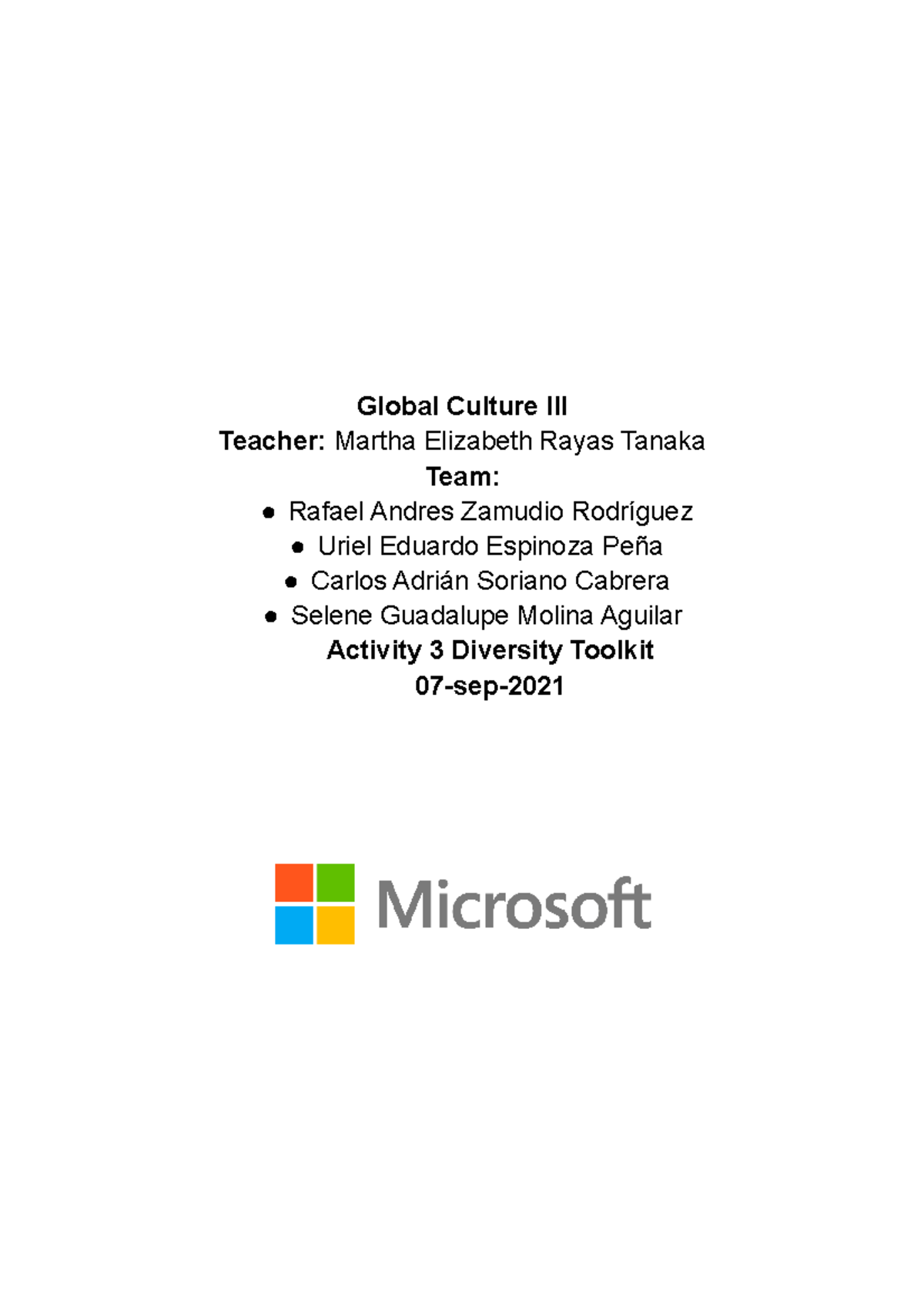 Activity 3 Global culture III for me - Global Culture III Teacher ...