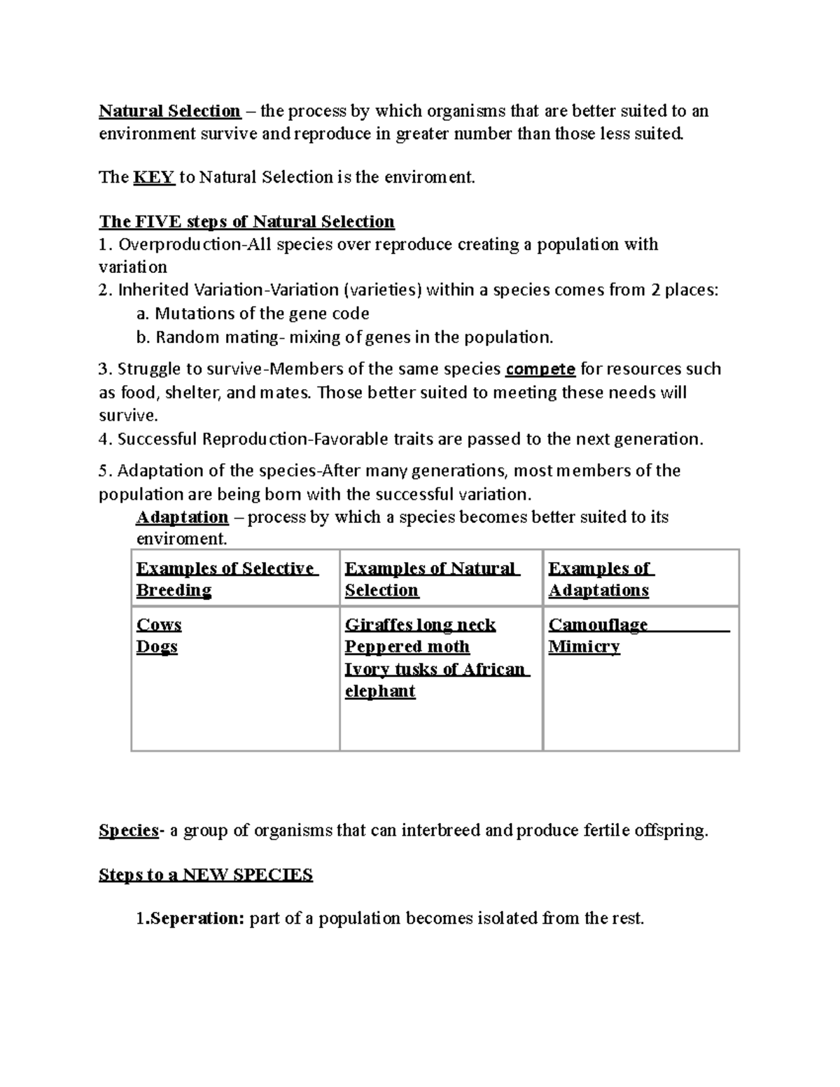 Natural Selection - The KEY to Natural Selection is the enviroment. The ...