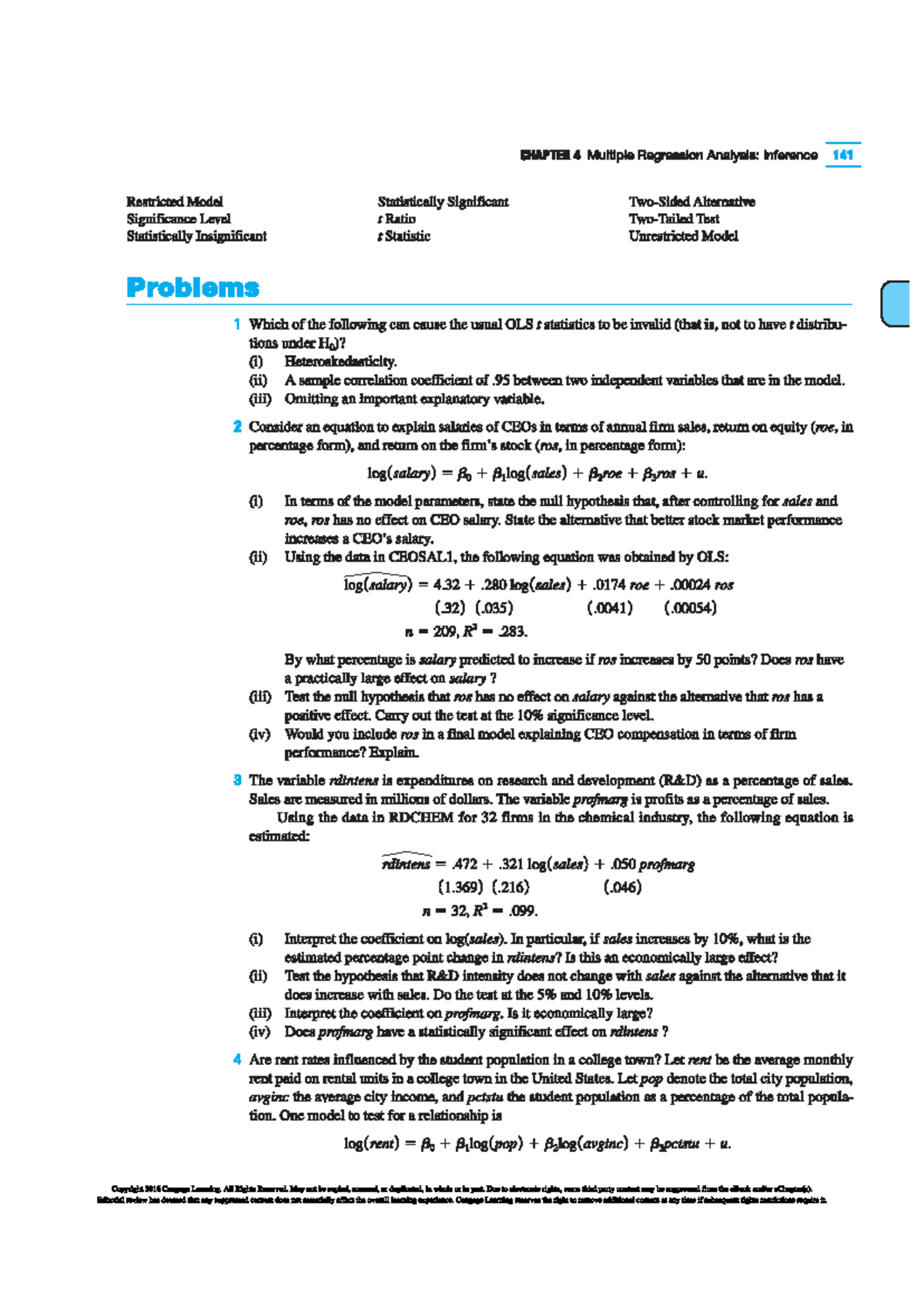W6ed chap4 - General Chemistry I (CM1005) - Edit - CHAPTER 4 Multiple Regression Analysis ...