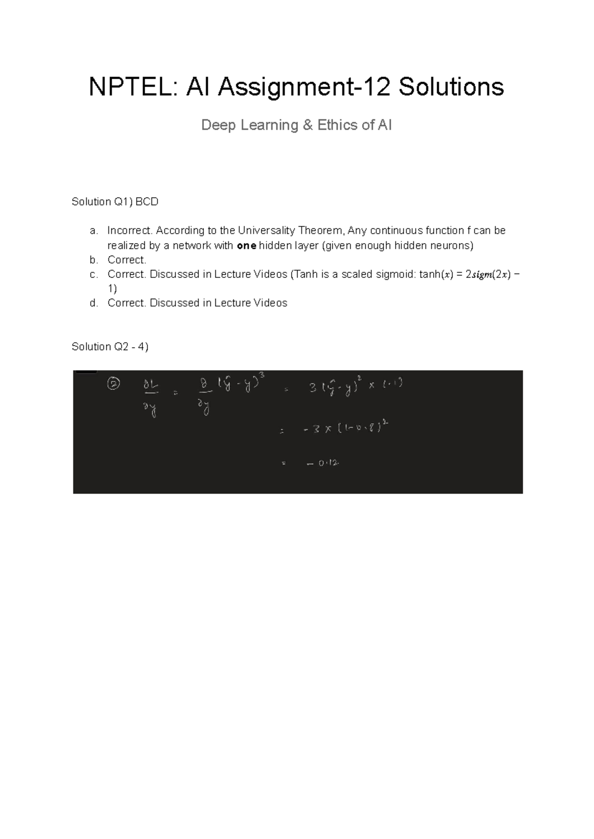 A12 Solutions - NPTEL: AI Assignment-12 Solutions Deep Learning ...