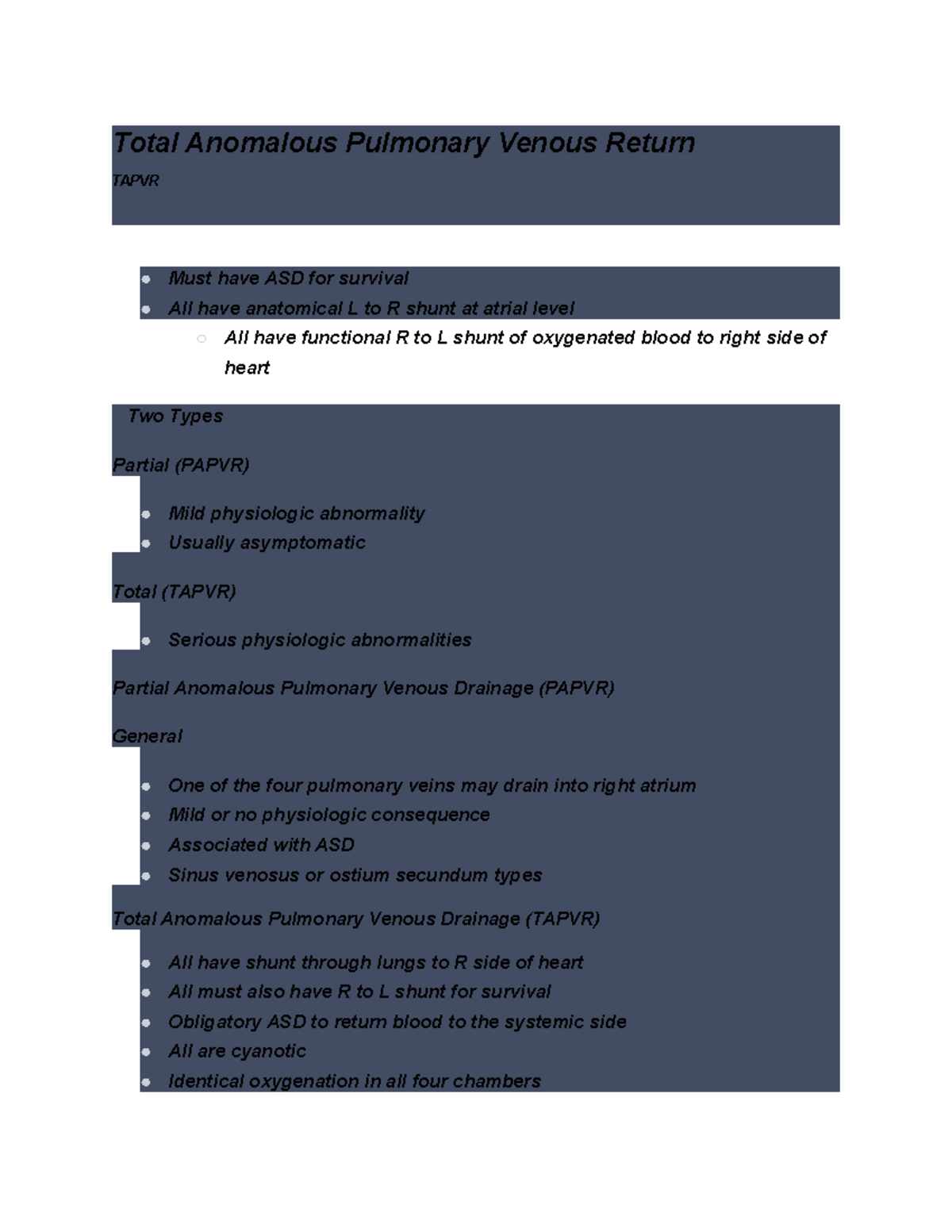 Total Anomalous Pulmonary Venous Return - Total Anomalous Pulmonary ...