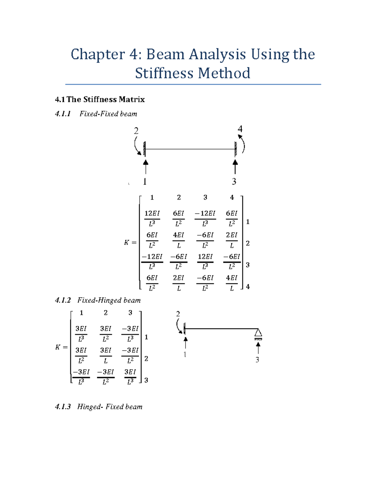 16320202038922 - none - Chapter 4: Beam Analysis Using the Stiffness Method 4 The Stiffness ...