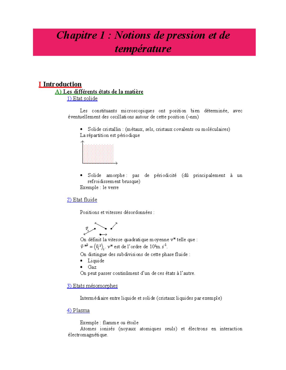 Chapitre 1 Notions de pression et de température - - Studocu