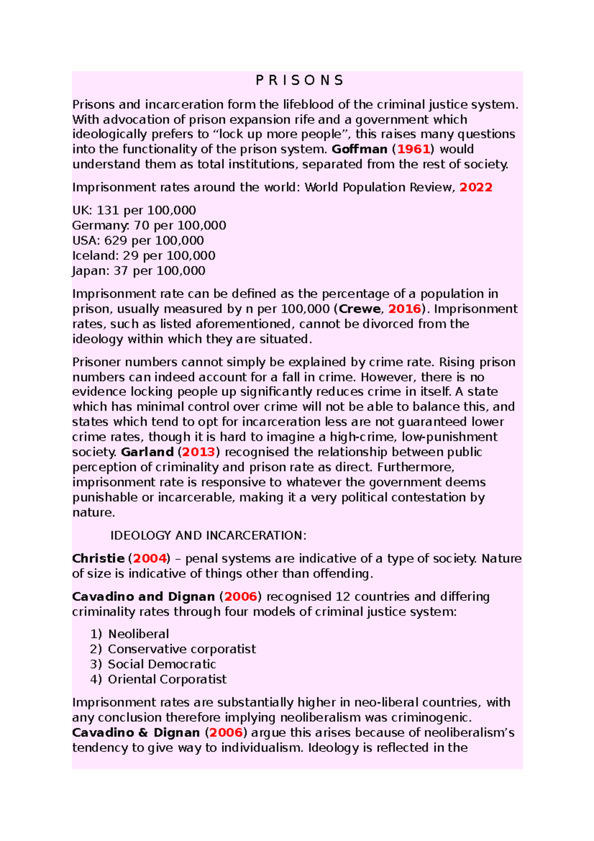 Prisons Revision Document - P R I S O N S Prisons and incarceration ...