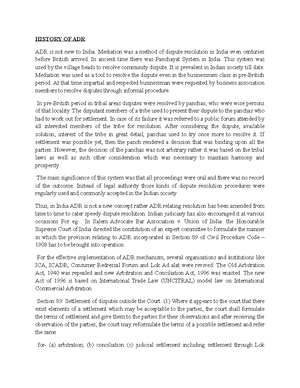 E-Notes ADR Unit -1 - .... - Alternative Dispute Resolution (ADR) - IPU ...