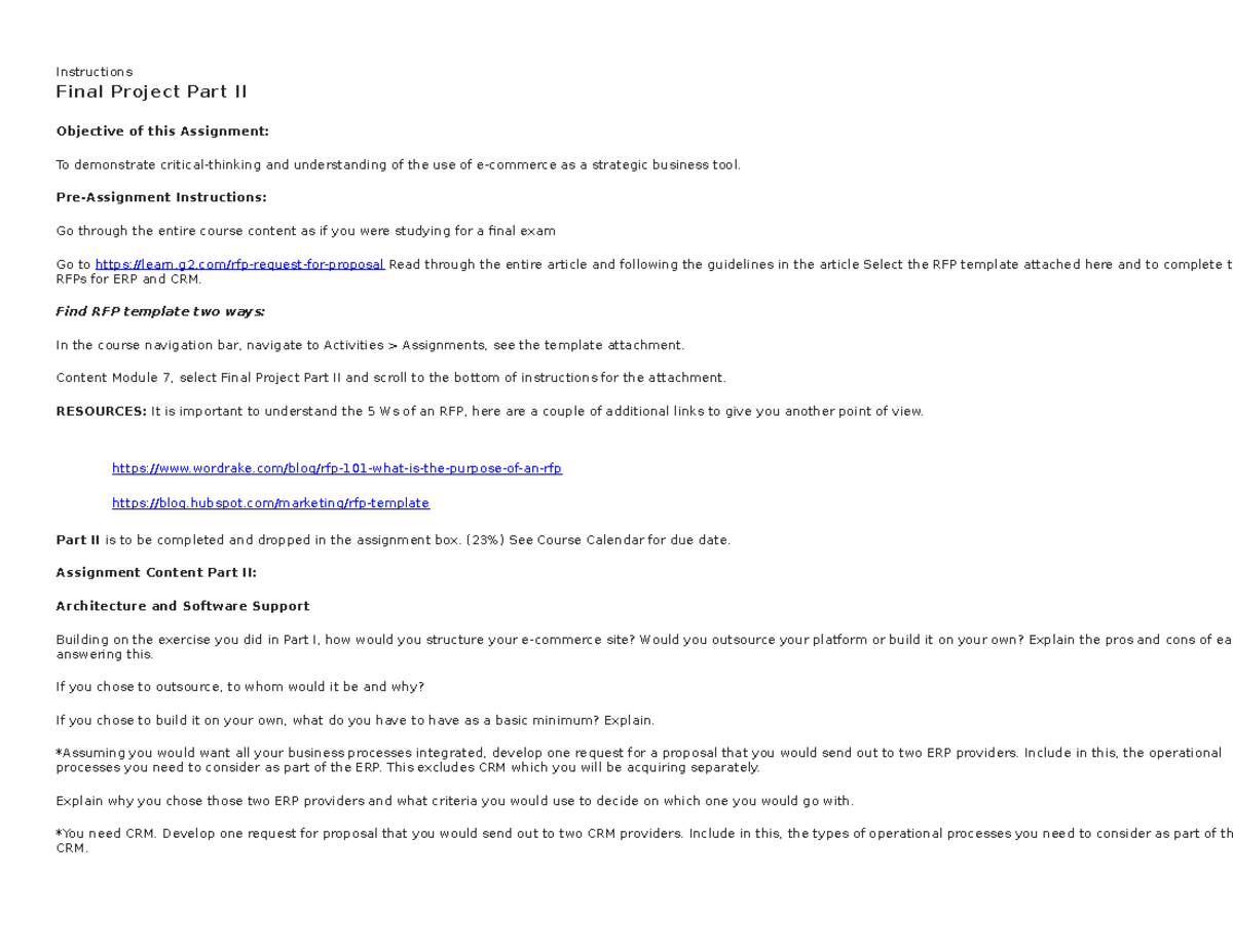 Final Project Part II: Architecture ERP CRM and Organizational Structure - Studocu
