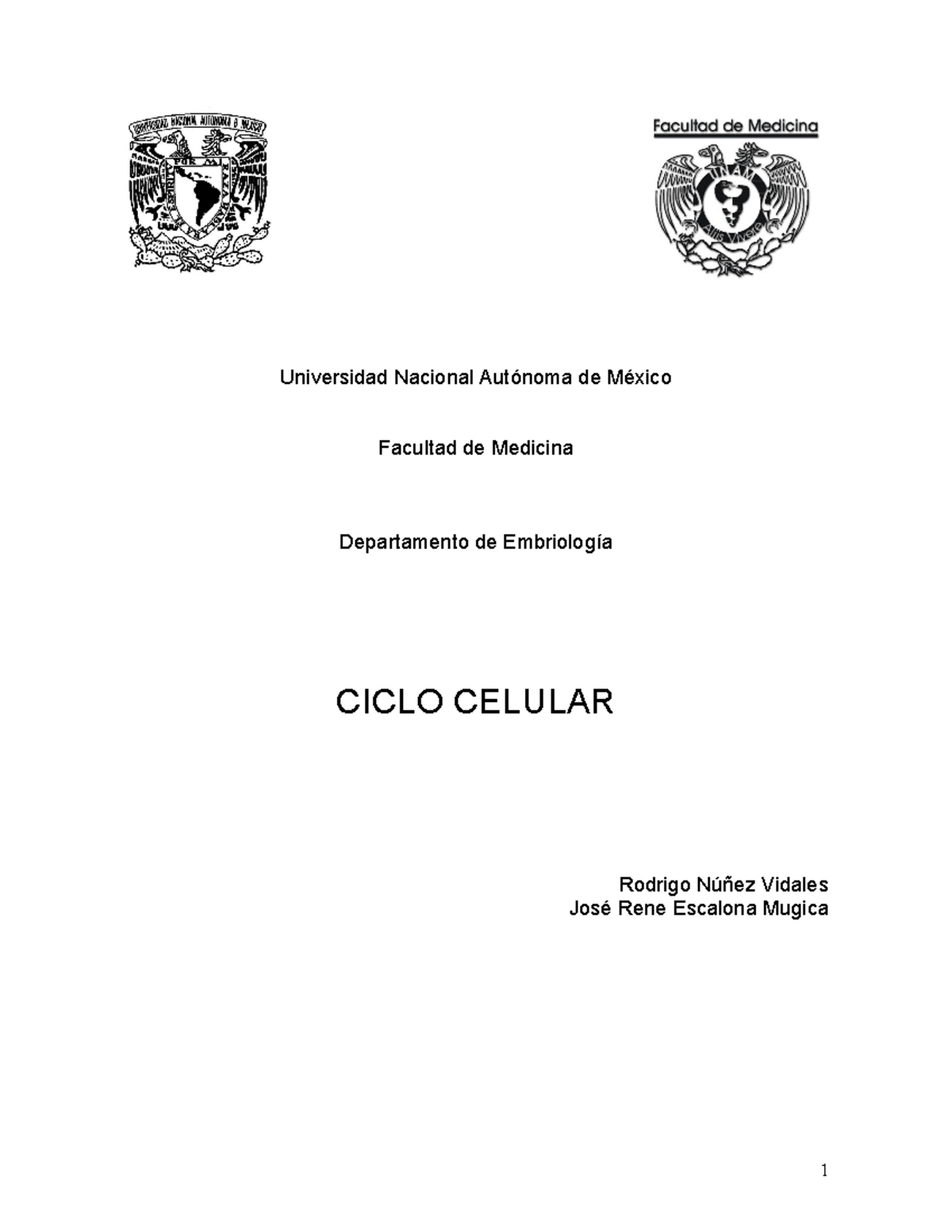 Ciclo celular PDF UNAM - Universidad Nacional Autónoma de México Facultad de Medicina ...