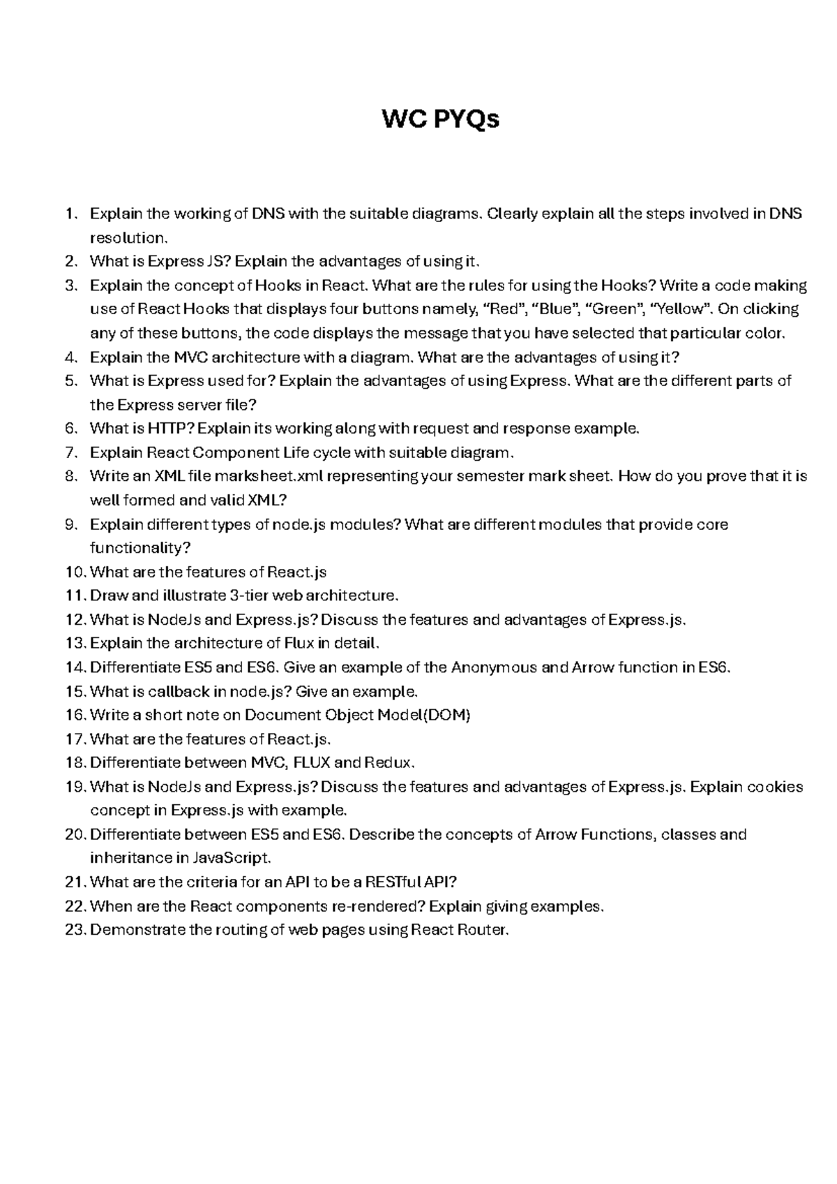 WC pyqs - This pdf include the previous year's question papers of web computing - WC PYQs ...