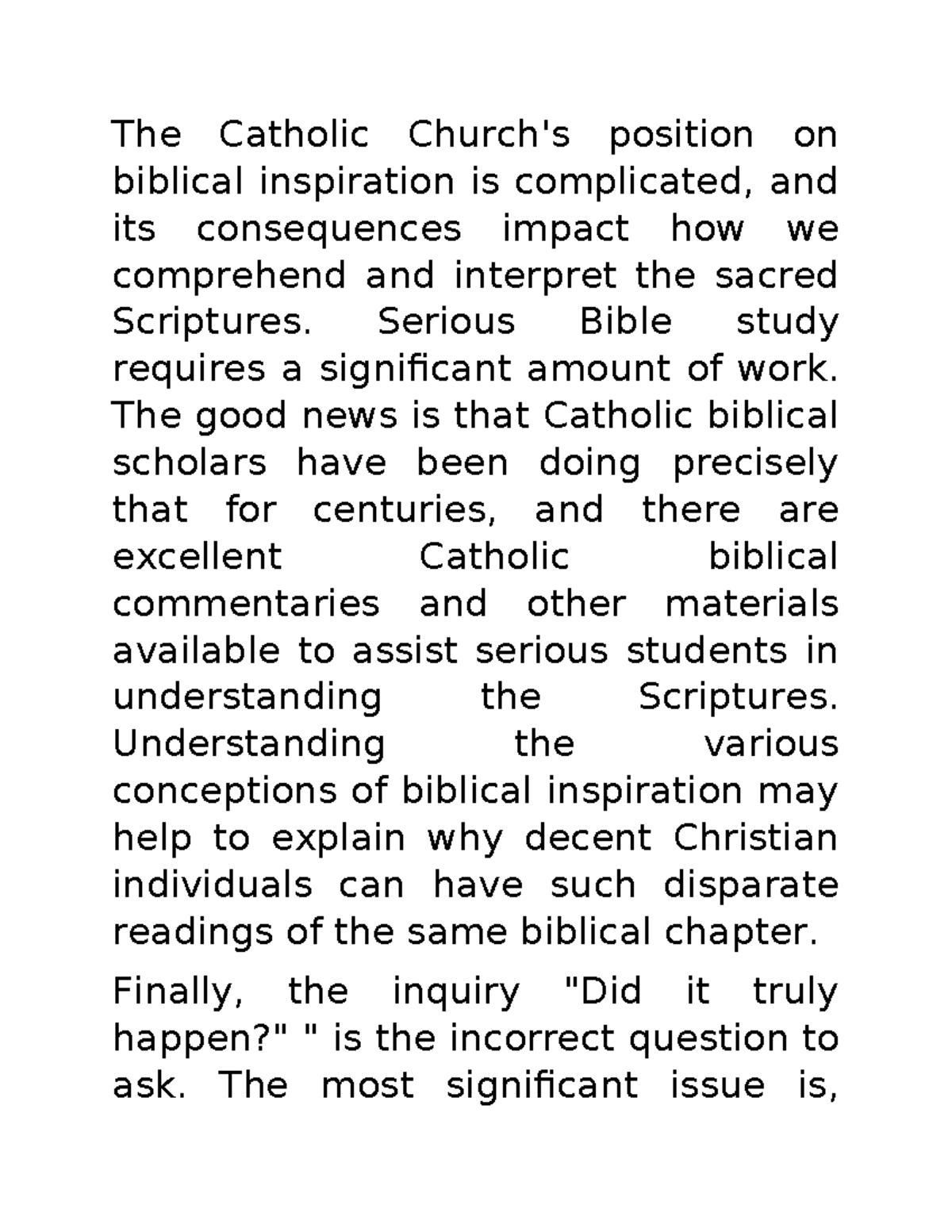 Essayy 24 - essay for education - The Catholic Church's position on ...