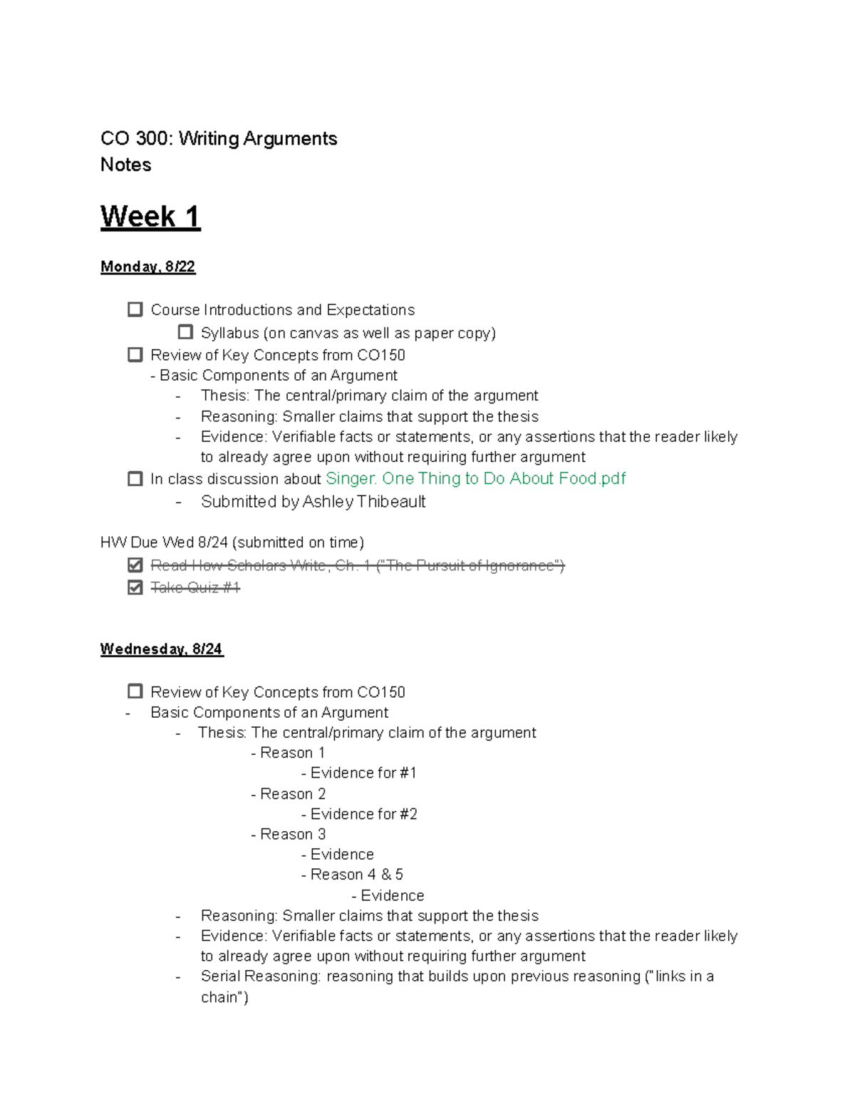 CO 300 Writing Arguments - CO 300: Writing Arguments Notes Week 1 ...