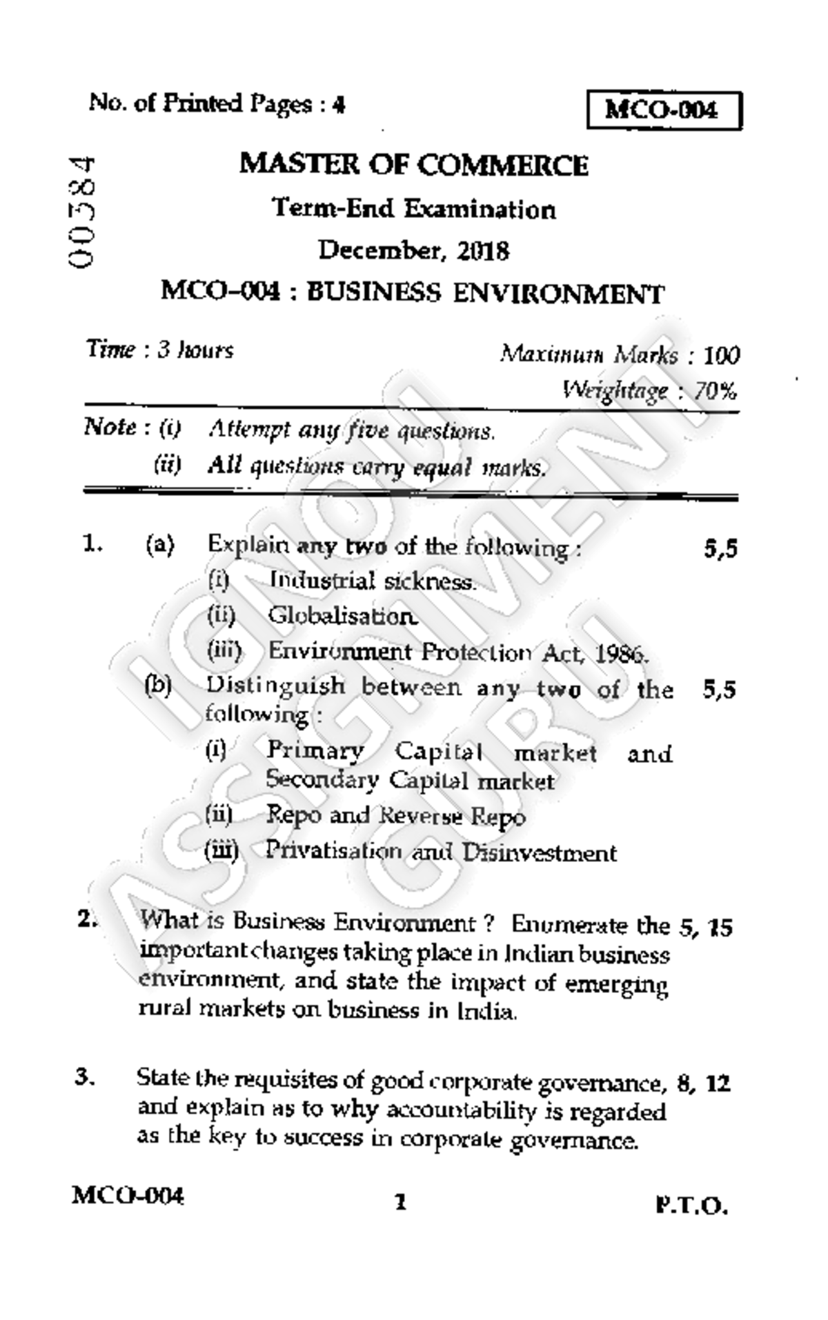 MCO-4 Dec-2018 - MCO-04 Question Paper Dec-2018 - No. of Printed Pages ...