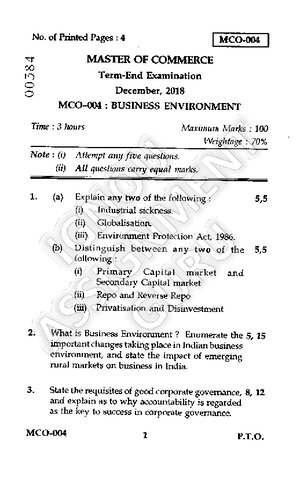 MCO-4 Dec-2016 - MCO-04 Question Paper Dec-2016 - No. of Printed Pages : 4 I MCO-004 I MASTER OF ...
