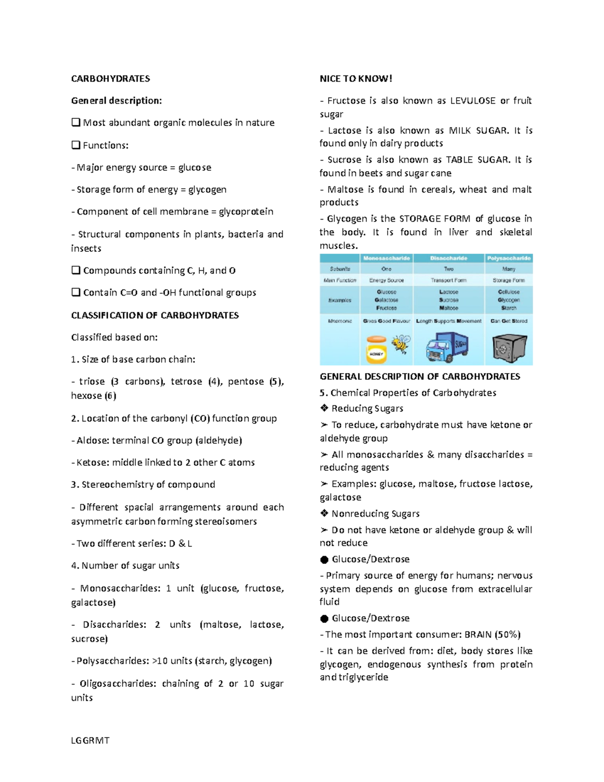 Carbohydrates - CARBOHYDRATES General description: Most abundant ...