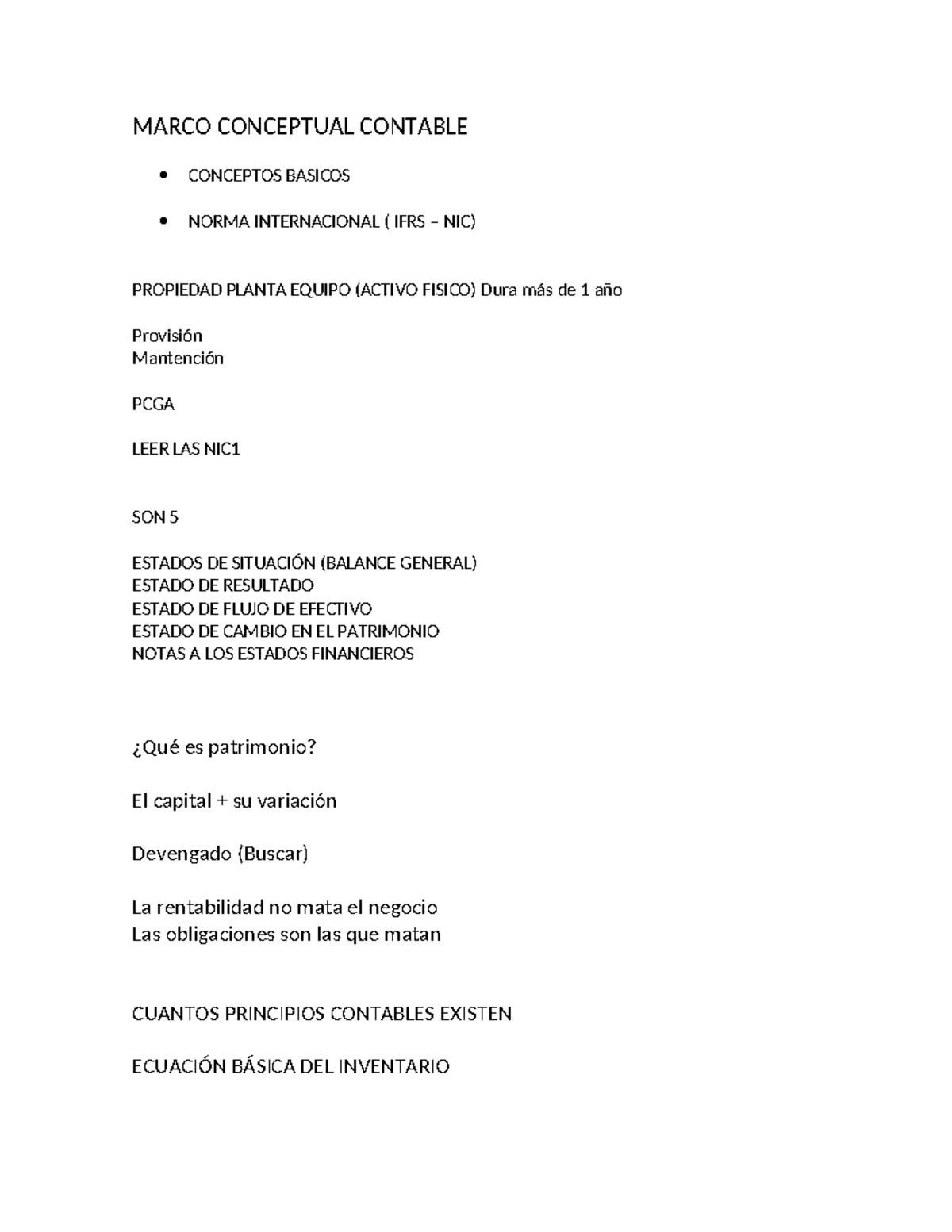 Marco Conceptual Contable - MARCO CONCEPTUAL CONTABLE CONCEPTOS BASICOS ...