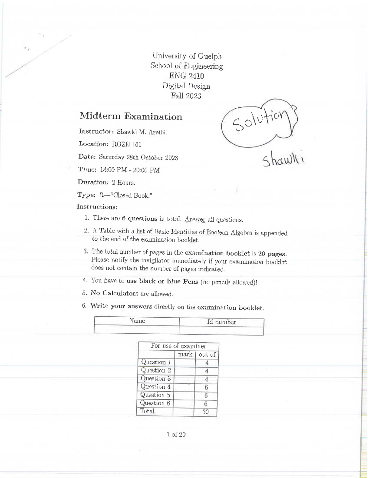 Eng241 Midterm F23 Solution - MATH 1210 - Studocu