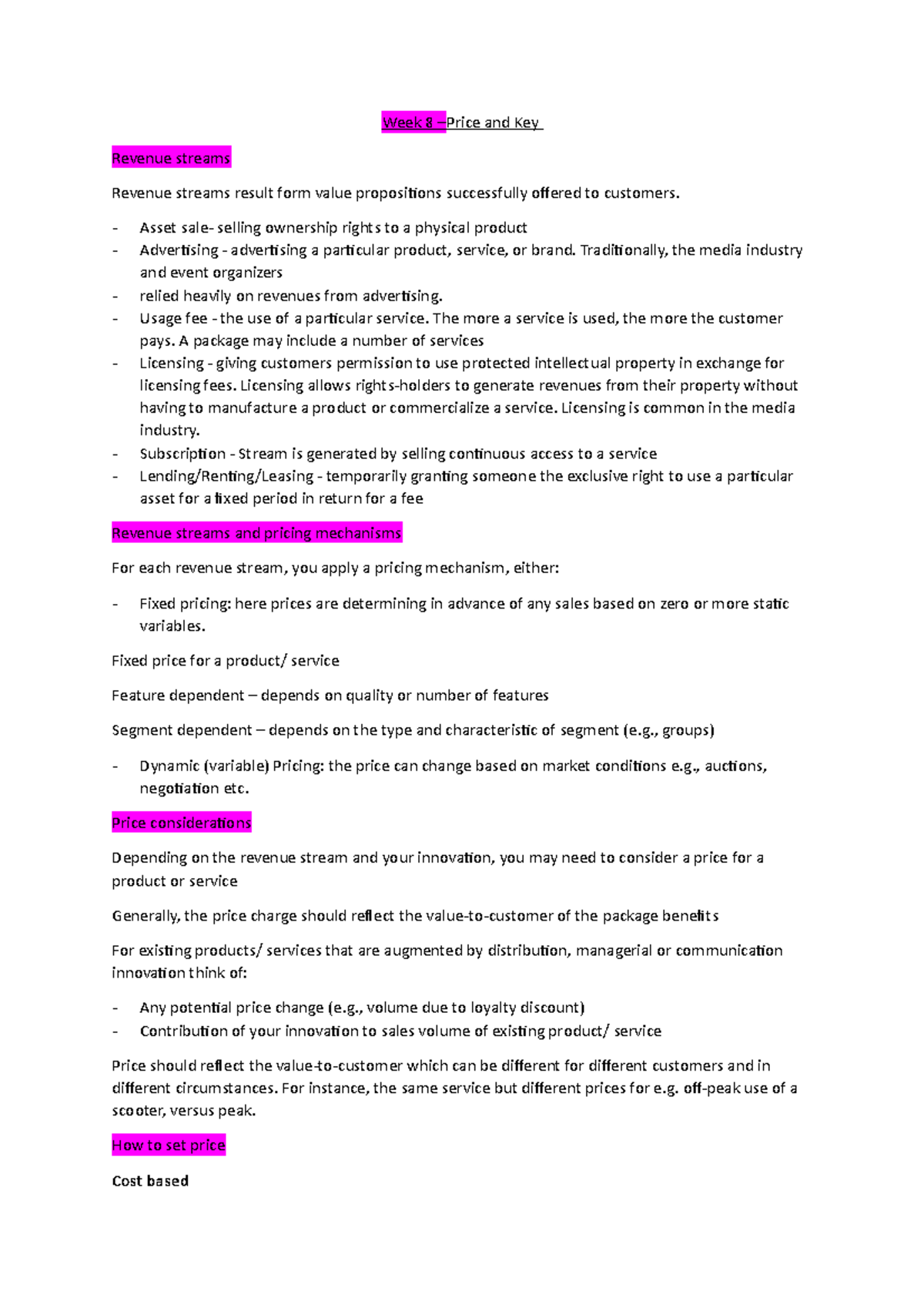 Week 8 - Lecture notes 8 - U54000 - Brookes - Studocu