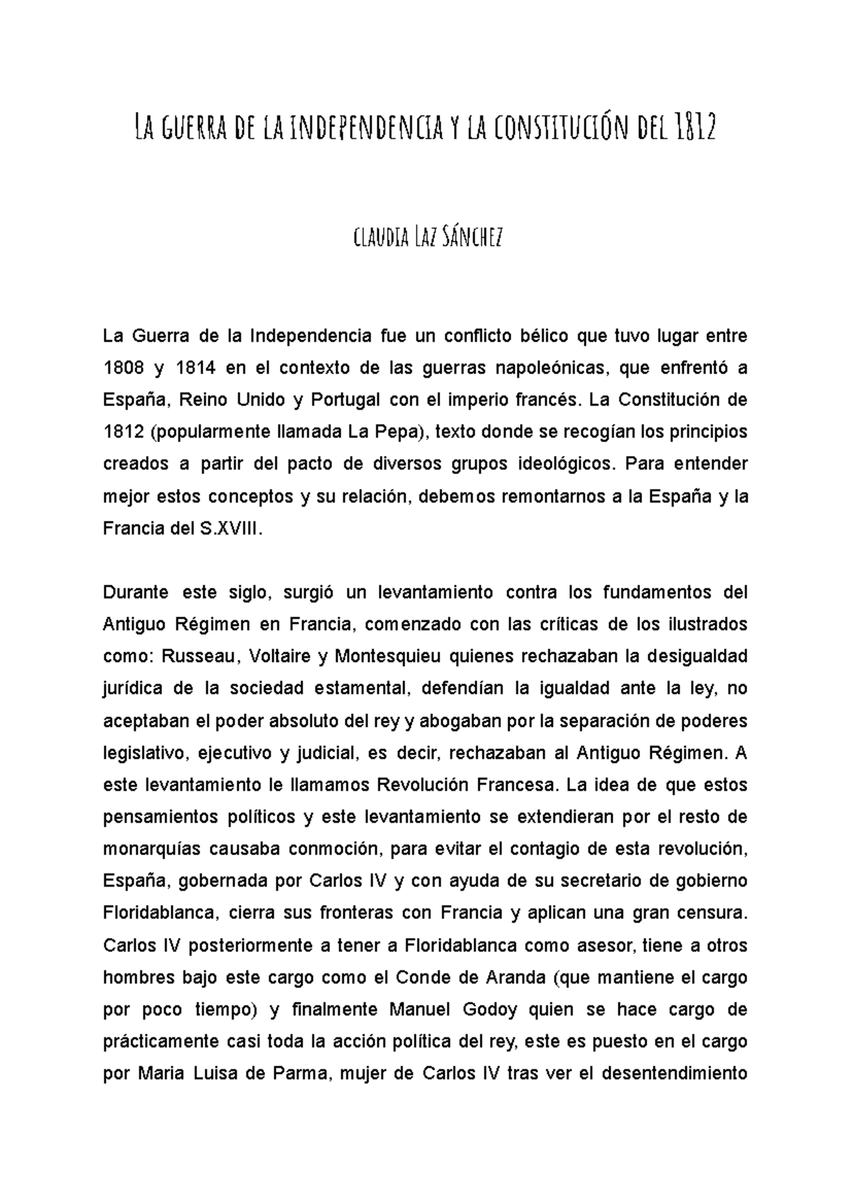 La guerra de la independencia y la constitución del 1812 - La ...