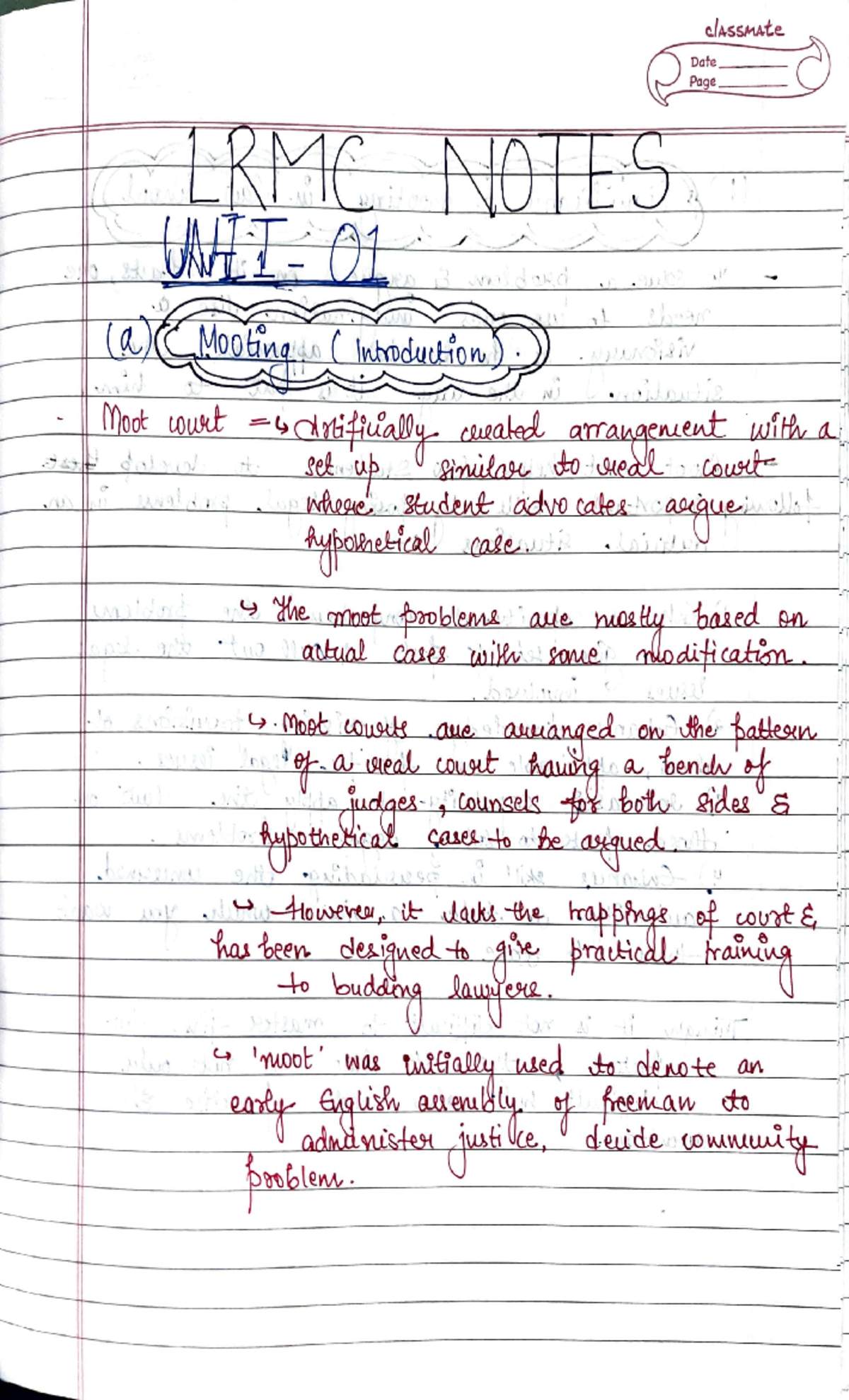 Nandani LRMC Notes Unit 1,2,3 - Ballb - Studocu