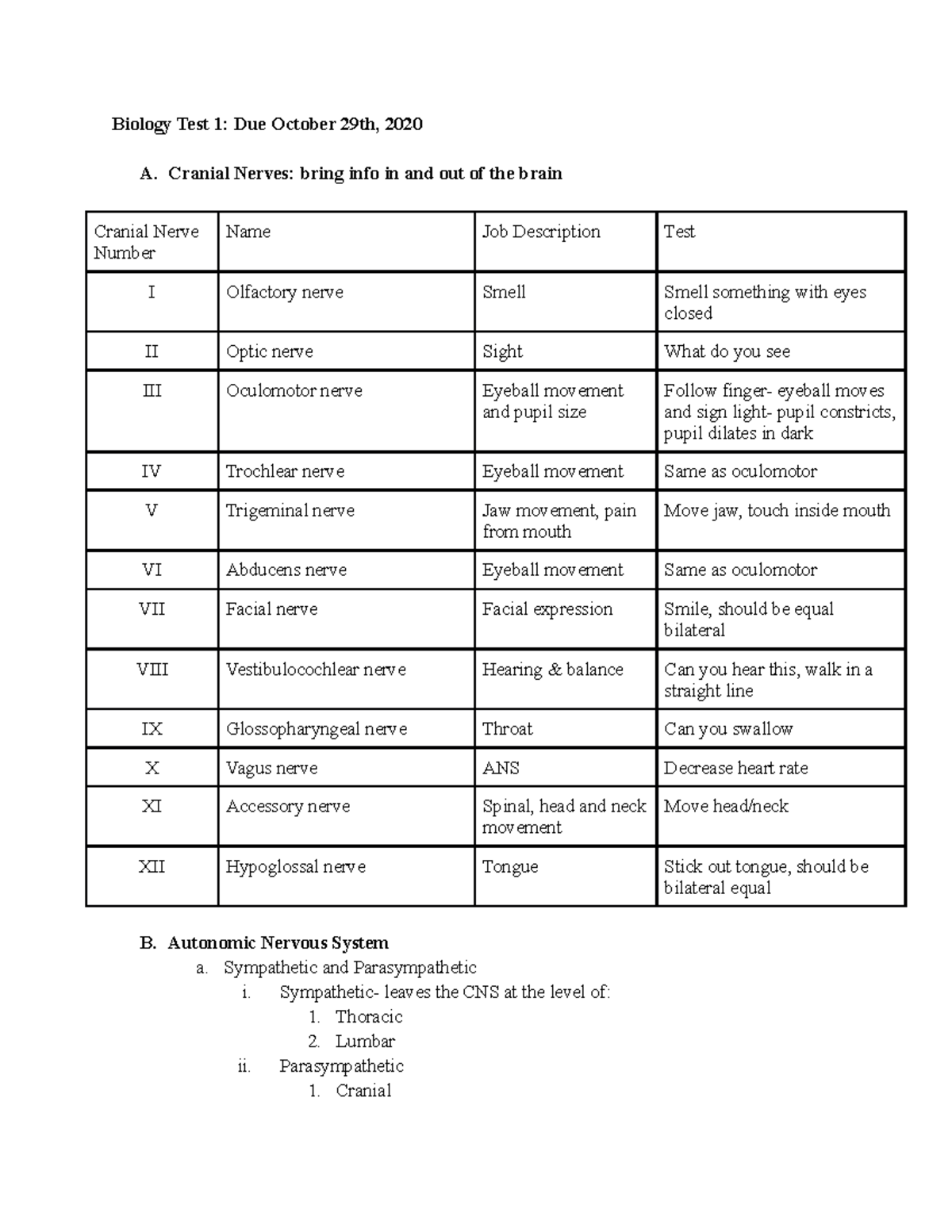 Bio Test 2 - this is the outline of the course material for the test ...