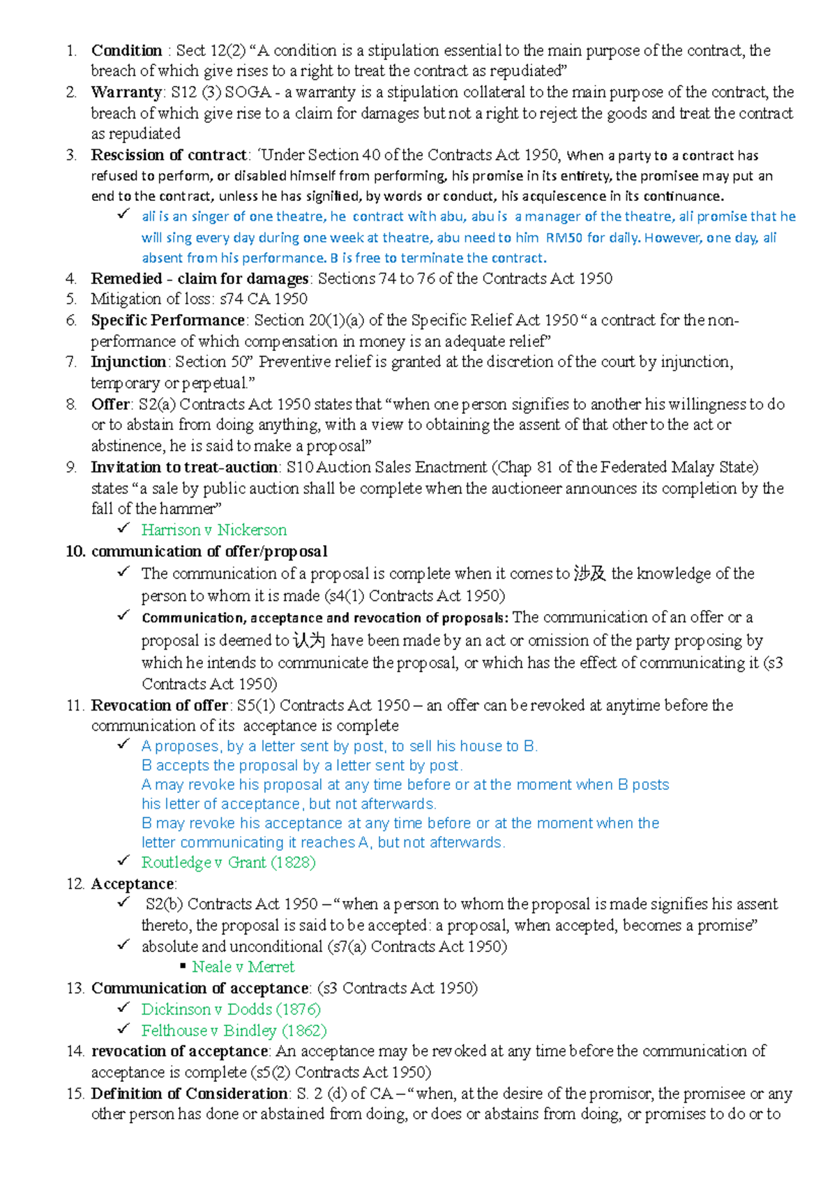 Mid-term law - mid term note - Condition : Sect 12(2) “A condition is a ...