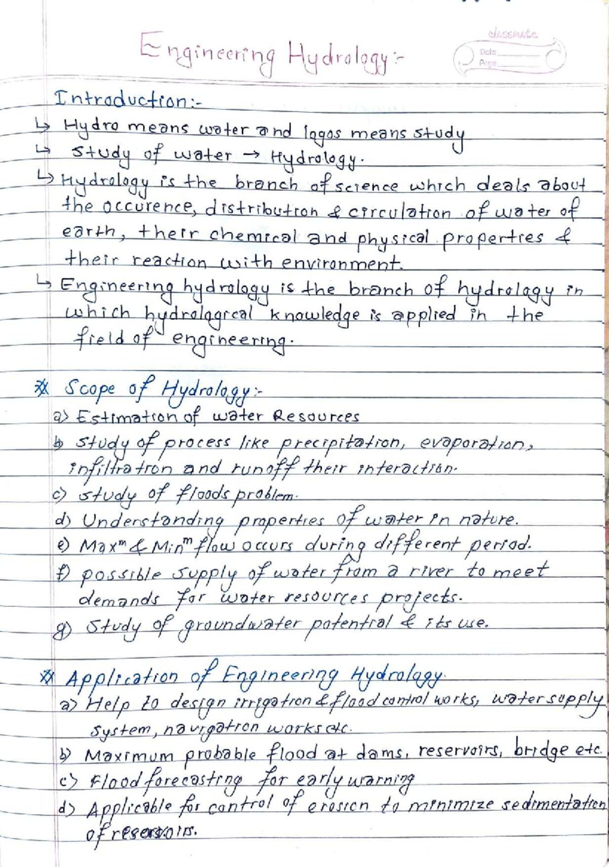 Hydrology complete handwritten - Geology | - PurbUniv - Studocu