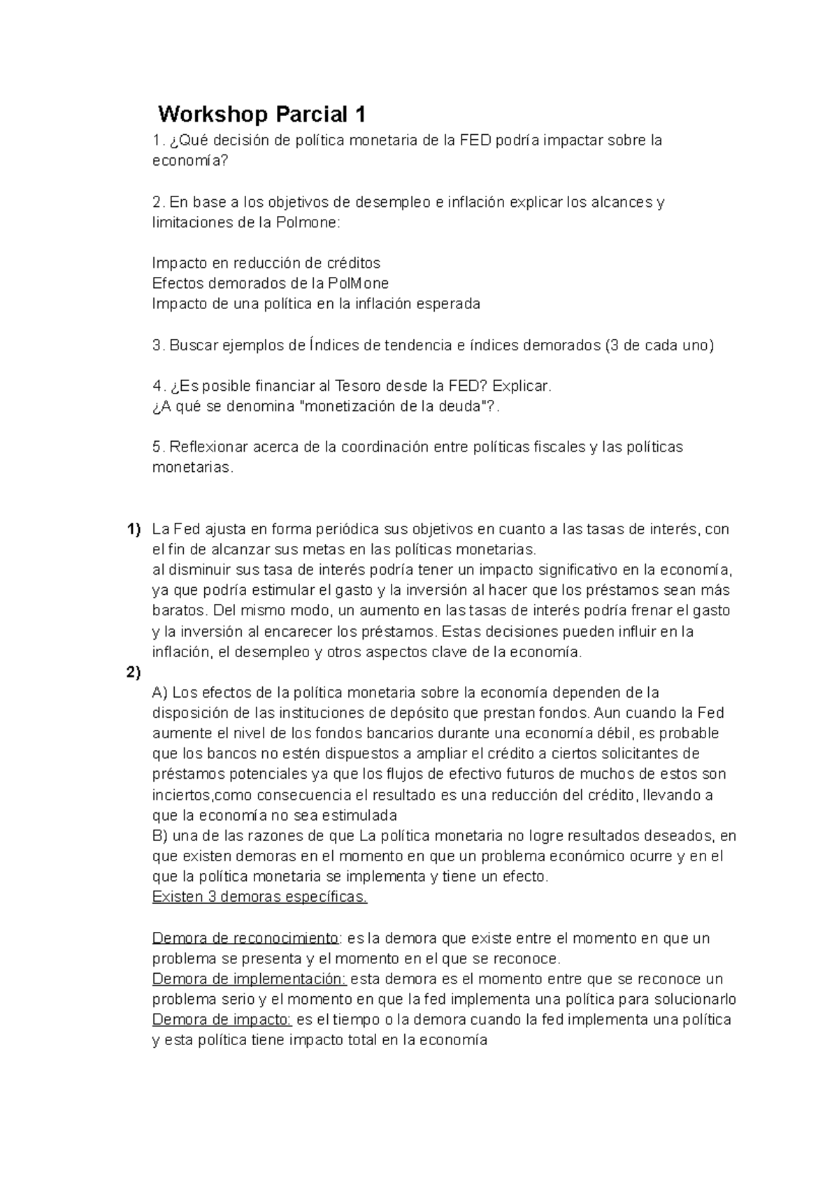 Mercado Financiero Resumen Workshop Parcial 1 ¿qué Decisión De