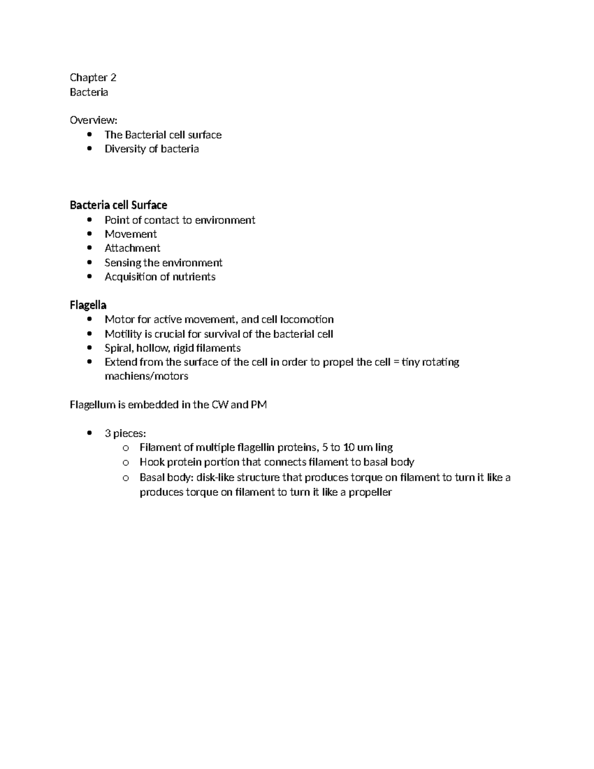 BSC260 L4 - lecture 4 notes - Chapter 2 Bacteria Overview: The ...