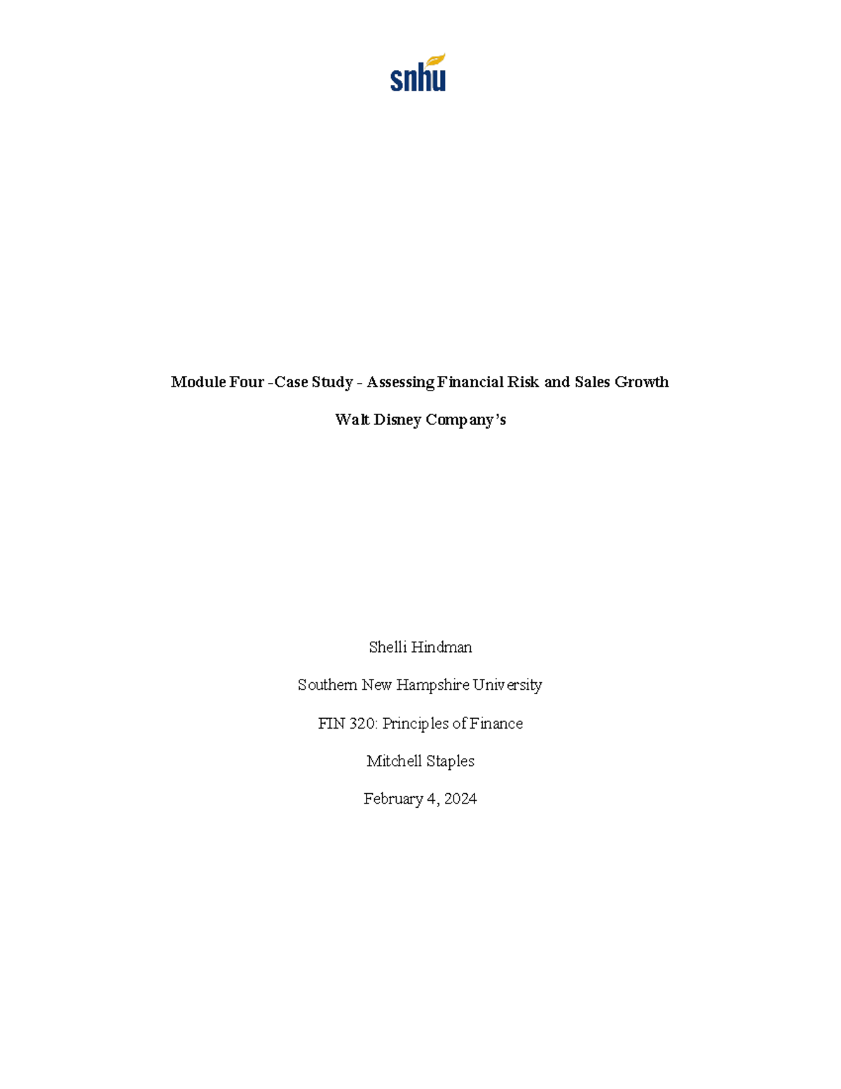 Module 4 Case Study - New course work - Module Four -Case Study ...