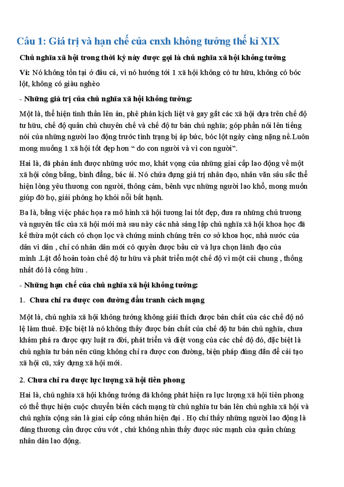 De cuong cnxh hoc di ne - Cnxh 123 noi dung on tap mon cnxhkh - Câu 1: Giá trị và hạn chế của ...