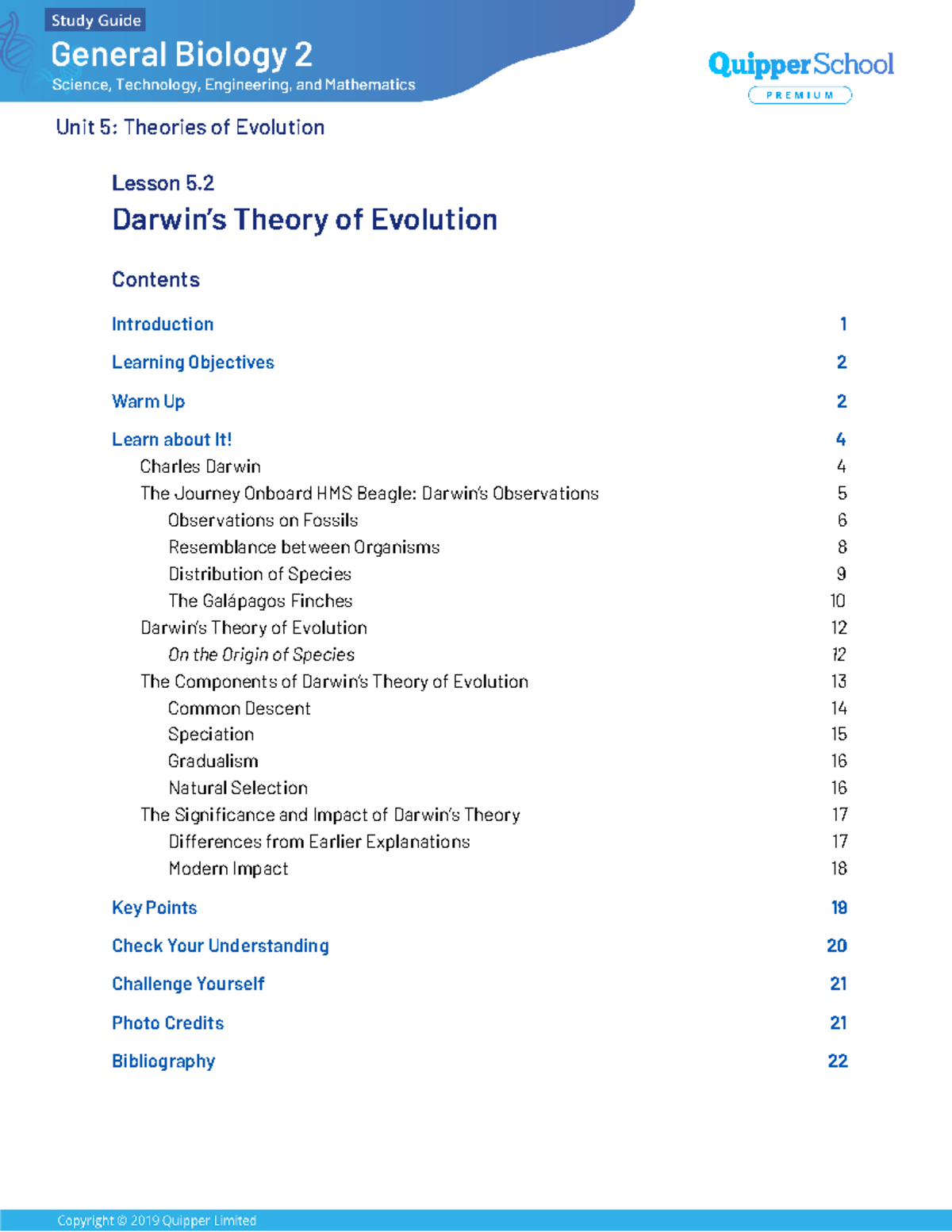5.2 Darwin's Theory of Evolution - Lesson 5. Darwin’s Theory of ...