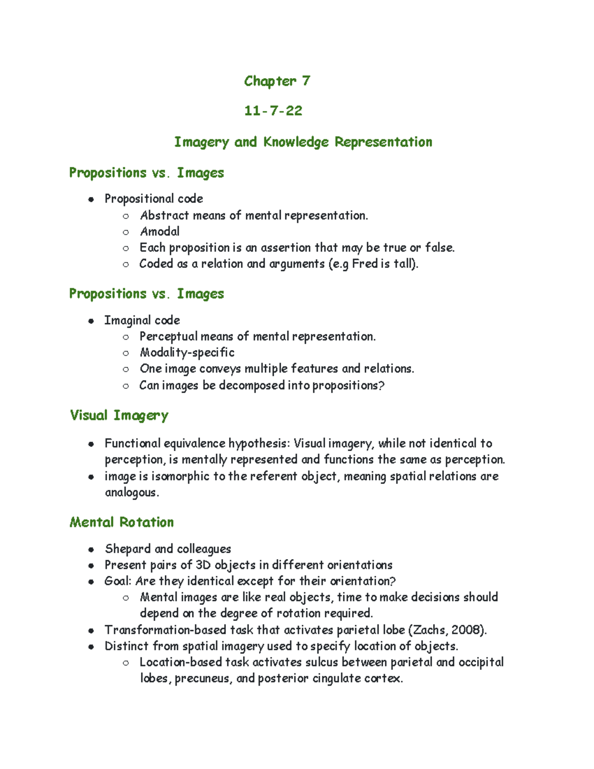 Cog Psych Ch 7- onward - Lecture notes from Dr. Lockmeyier's class on ...