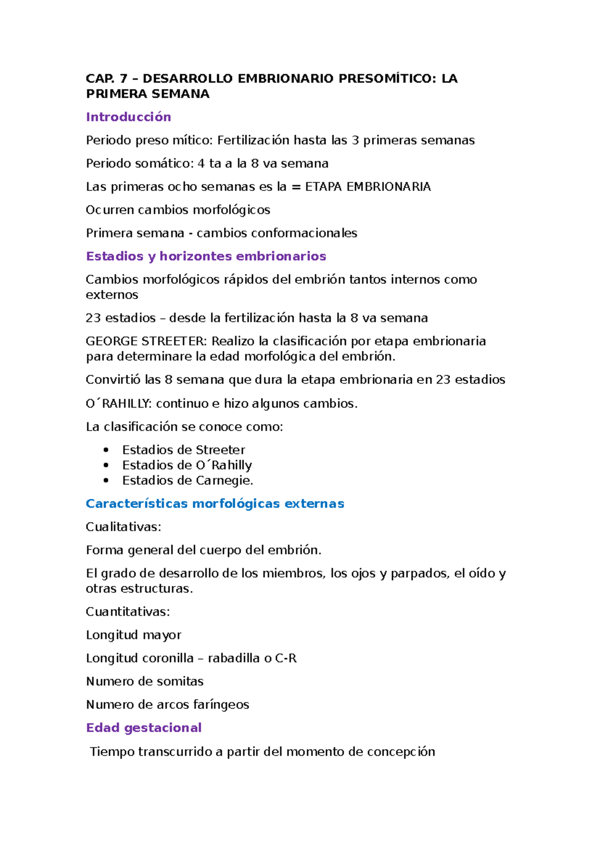 Cap 7- resumen embrio - CAP. 7 – DESARROLLO EMBRIONARIO PRESOMÍTICO: LA PRIMERA SEMANA ...
