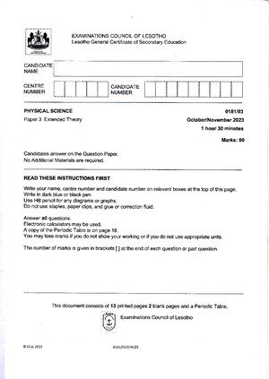 P2 - Lgsce papers - EXAMINATIONS COUNCIL OF LESOTHO Lesotho General ...