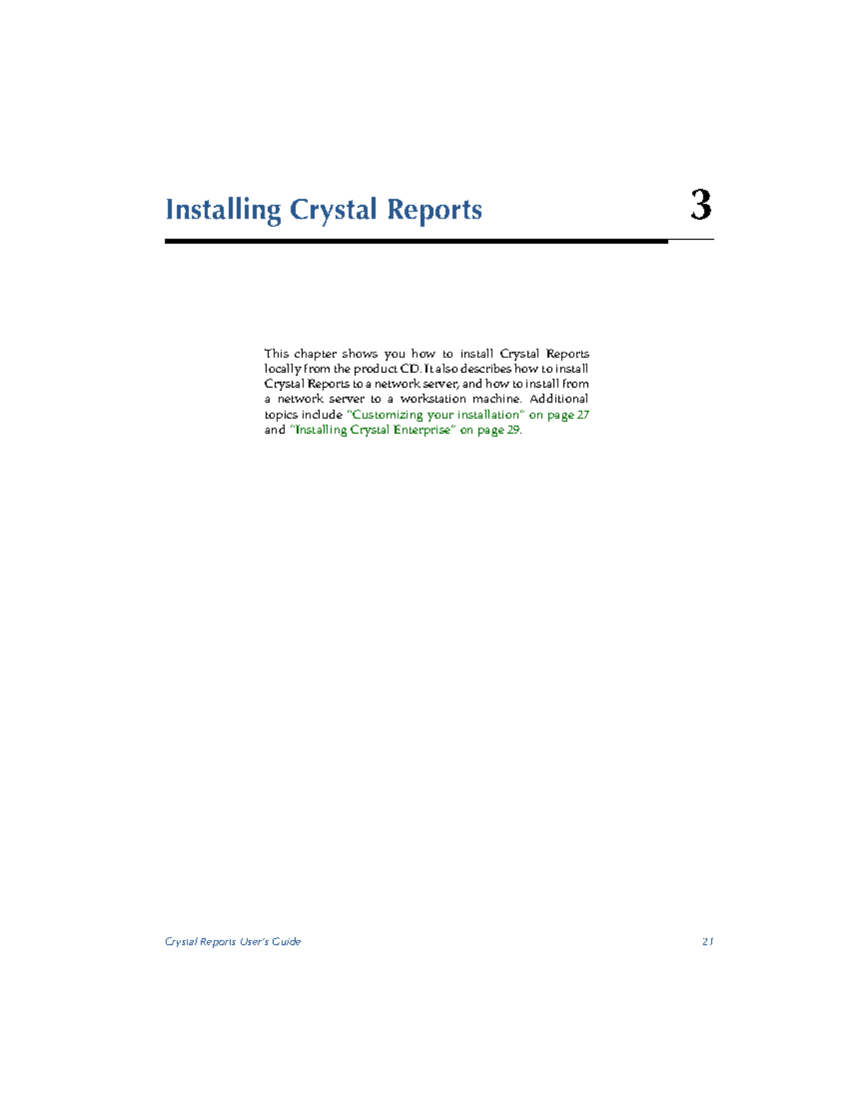 Apuntes de informes - Installing Crystal Reports 3 This chapter shows ...