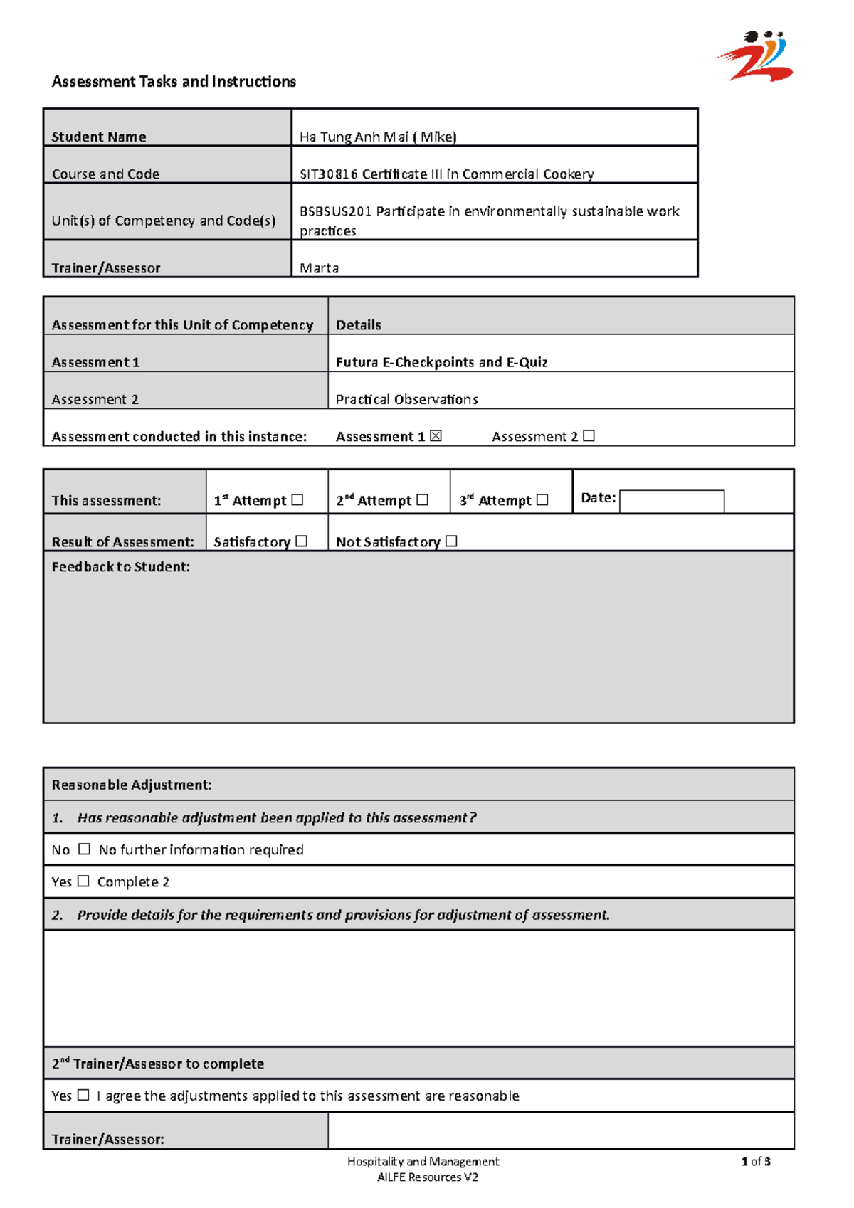 Bsbsus 201 AT 1 Futura E-Checkpoints and E-Quiz - Assessment Tasks and ...