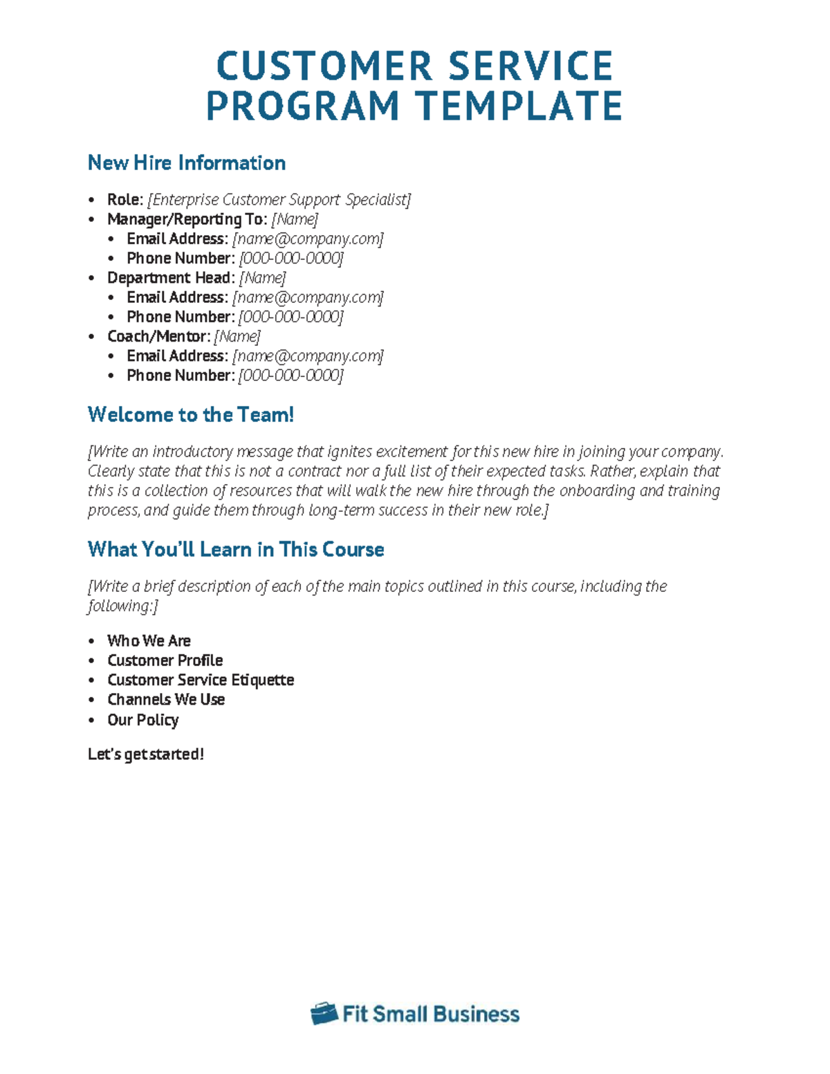 Customer Service Program Template 1 1 - CUSTOMER SERVICE PROGRAM ...