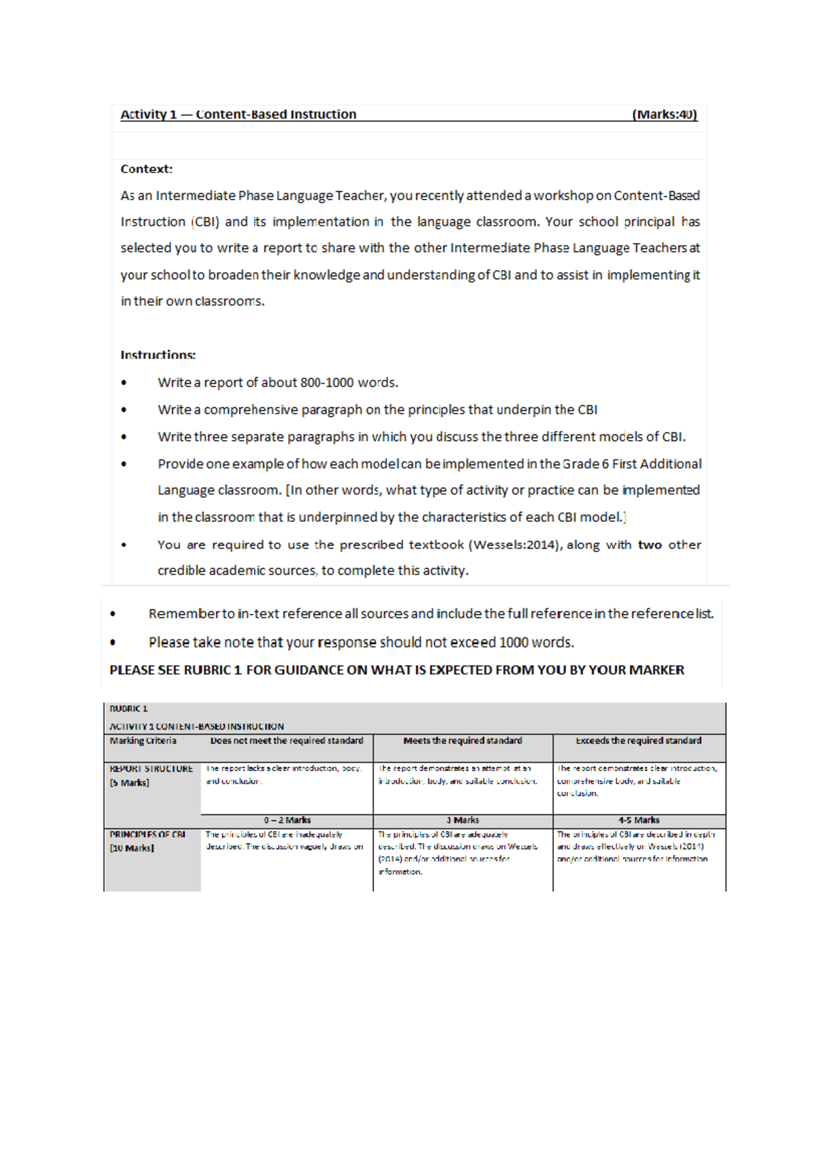 IFFA6311 POE document - Assignment - Activity 1 Instruction (Marks:40) Context: As an ...