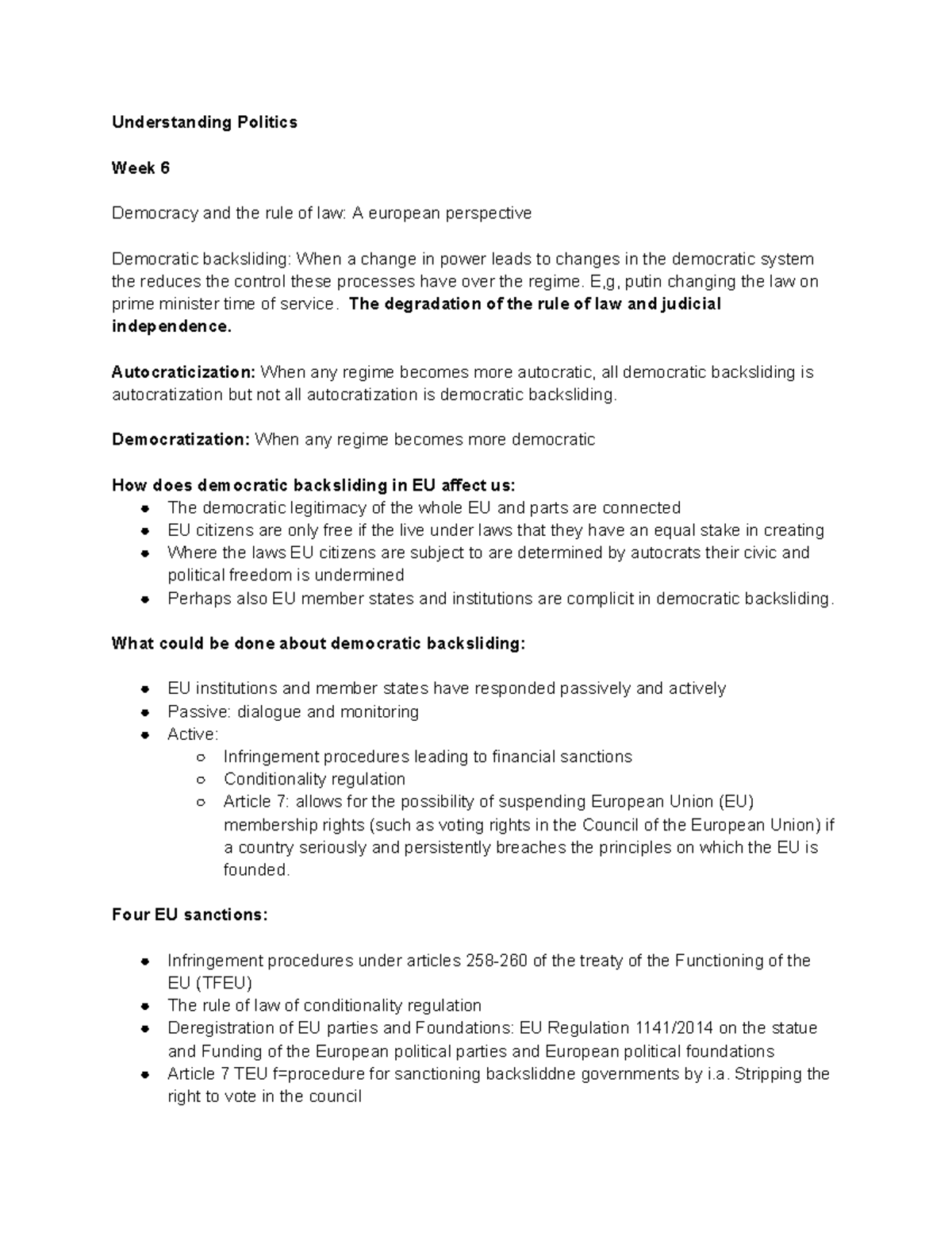 Understanding Politics - Understanding Politics Week 6 Democracy and ...