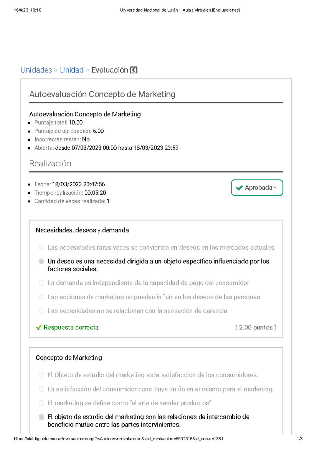 Ae N 1 Autoevaluacion 16 4 23 19 10 Universidad Nacional De Luján