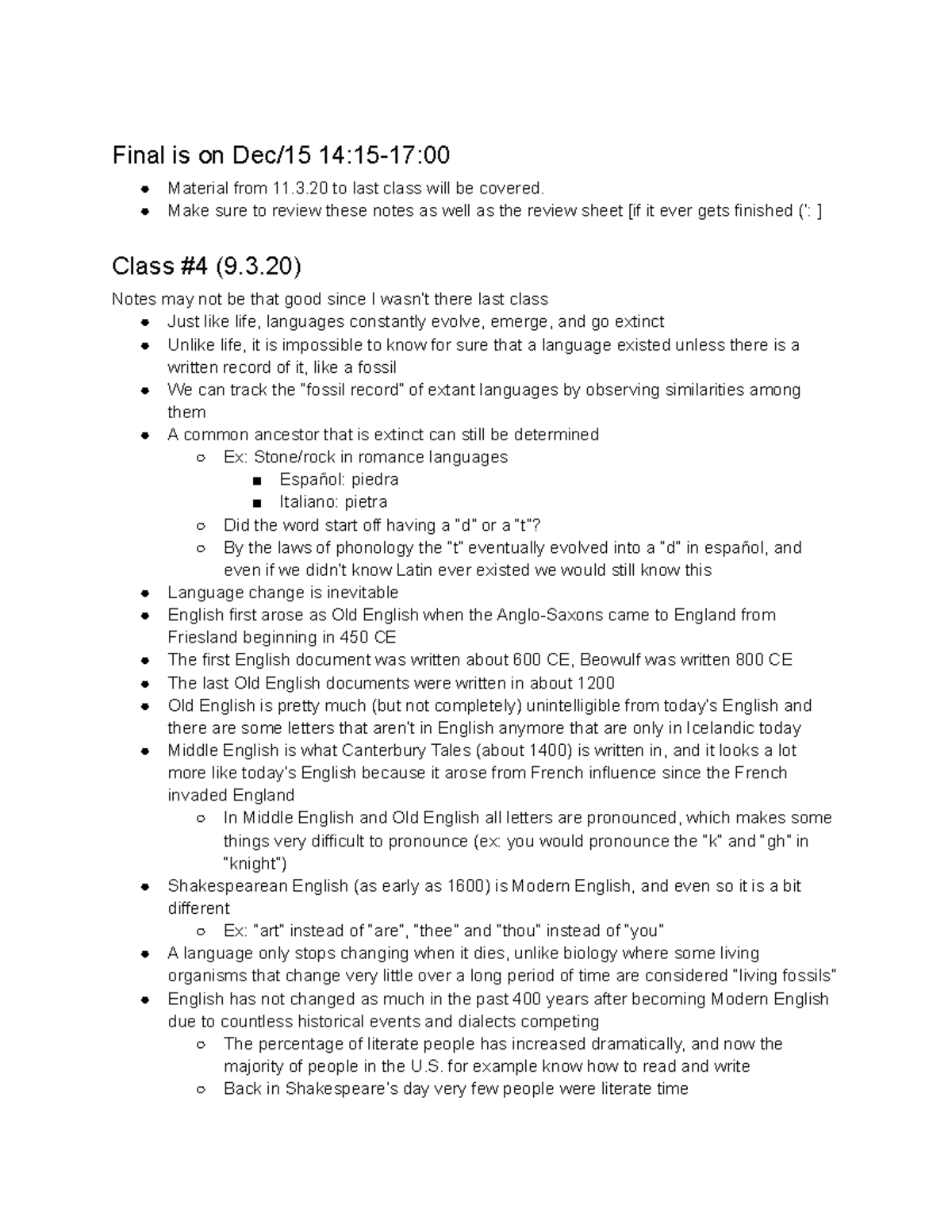 LIN 230 Class notes - Final is on Dec/15 14:15-17: Material from 11.3 ...