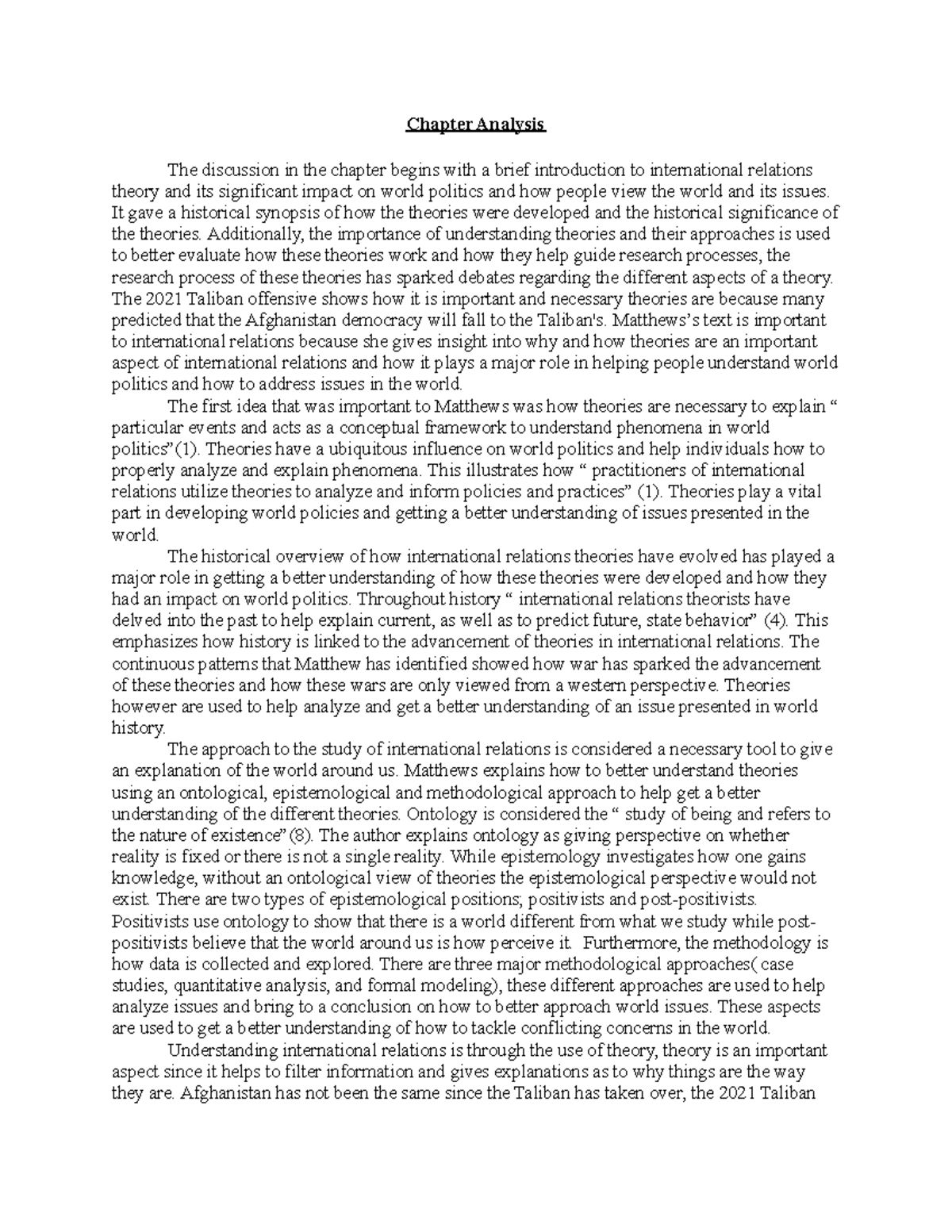 Chapter 1 Ananlysis - Chapter Analysis The discussion in the chapter ...