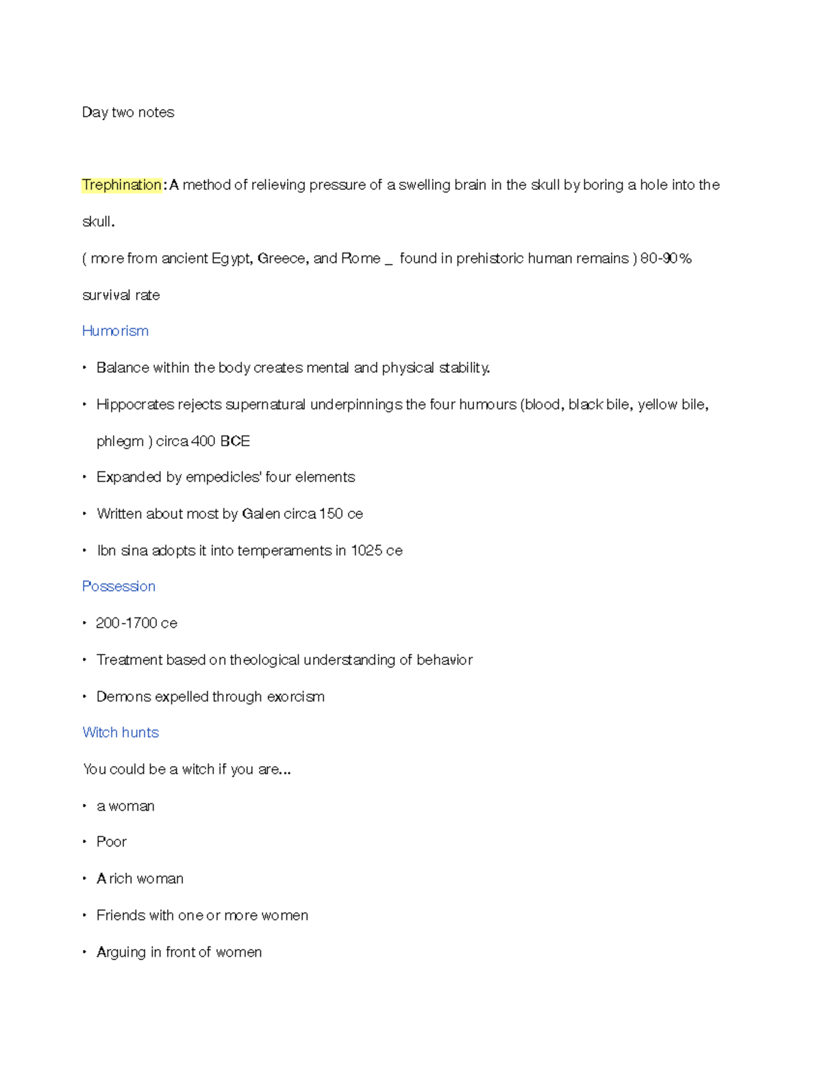 Note Aug 31, 2022 - Professor Wyant - Day two notes Trephination: A ...