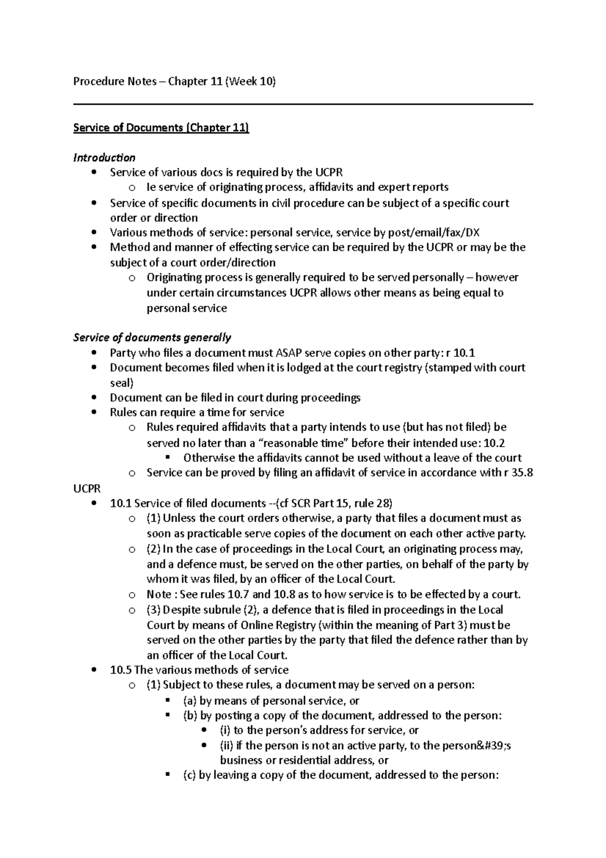 Procedure Notes – Chapter 11 (Week 10) - Procedure Notes – Chapter 11 ...